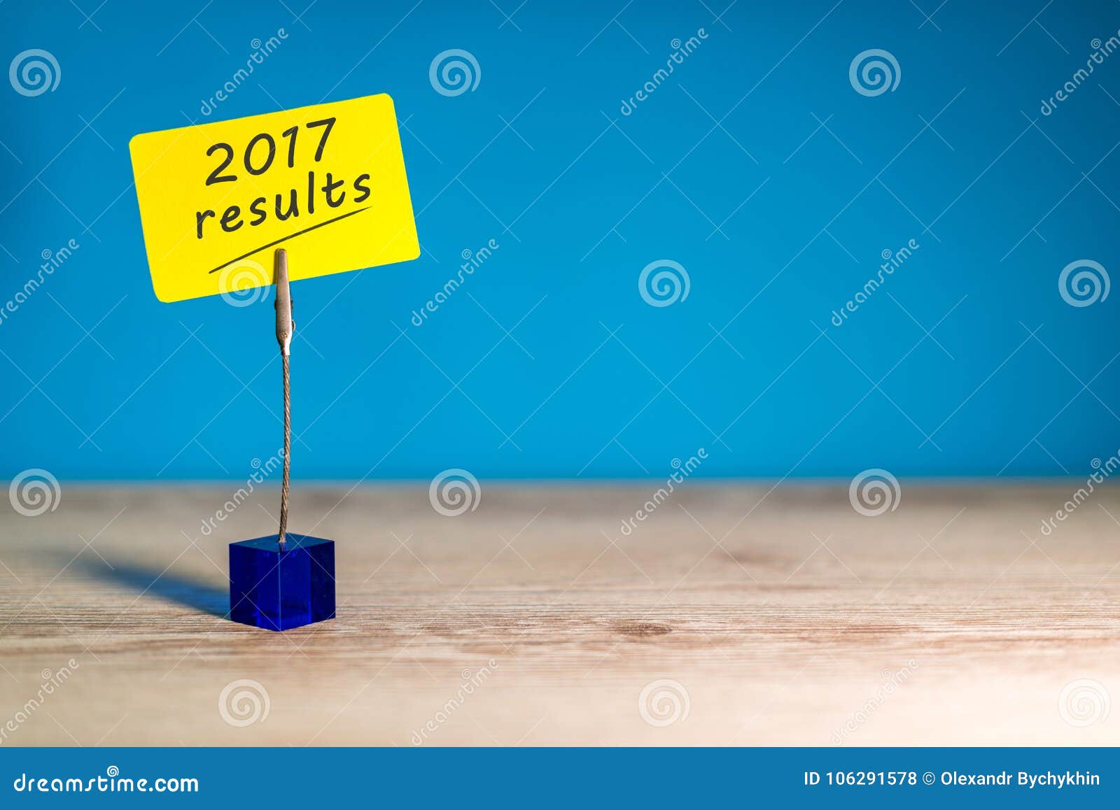 2017 Results Text on a on Note at Blue Background with Empty Space for ...