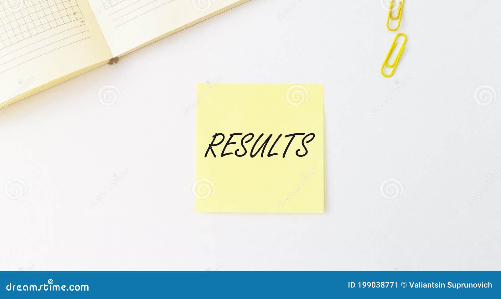 Results Word on Yellow Paper Note on White Office Table Stock Image ...