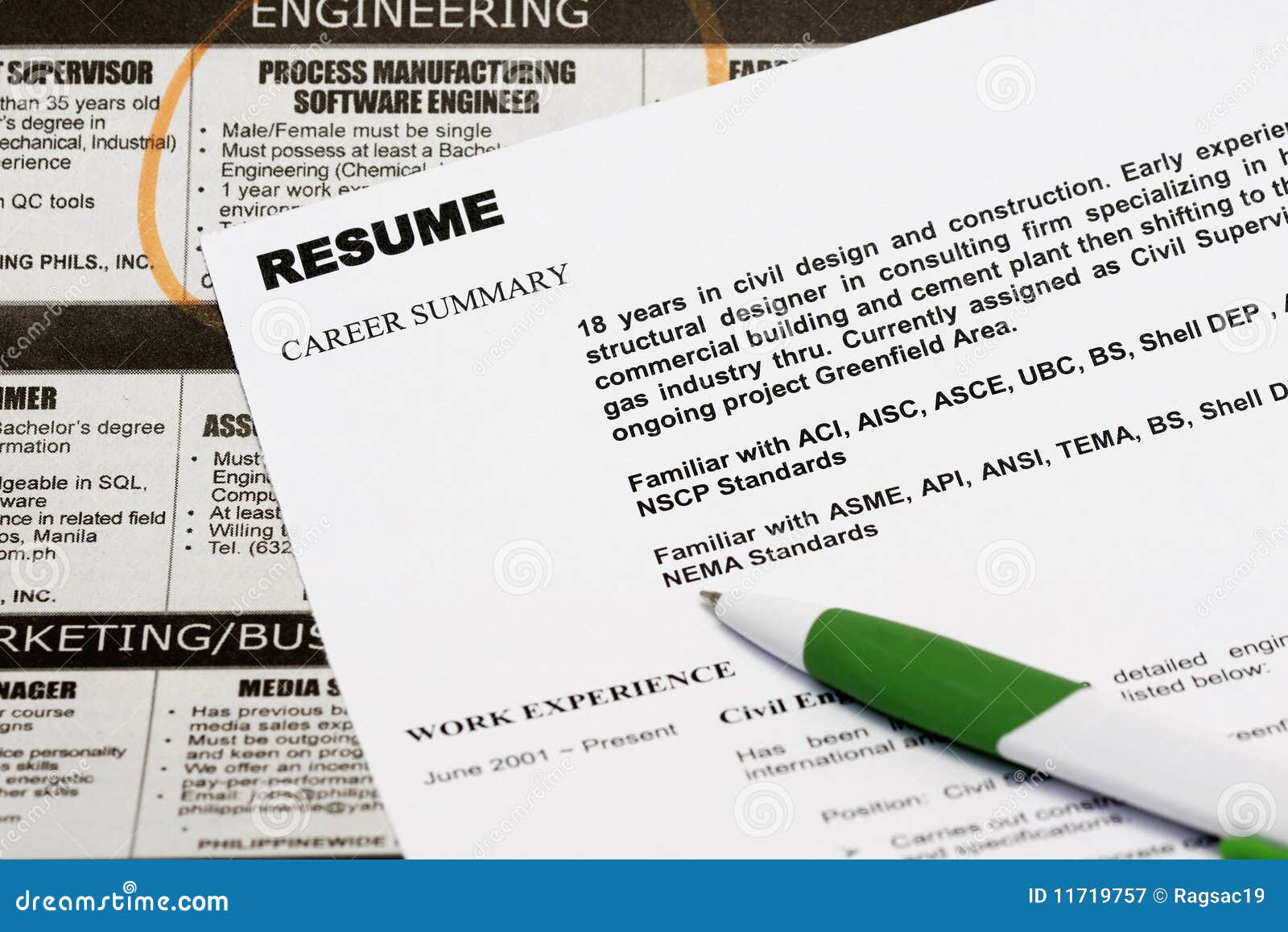 Resume stock image. Image of letter, close, market, application - 11719757