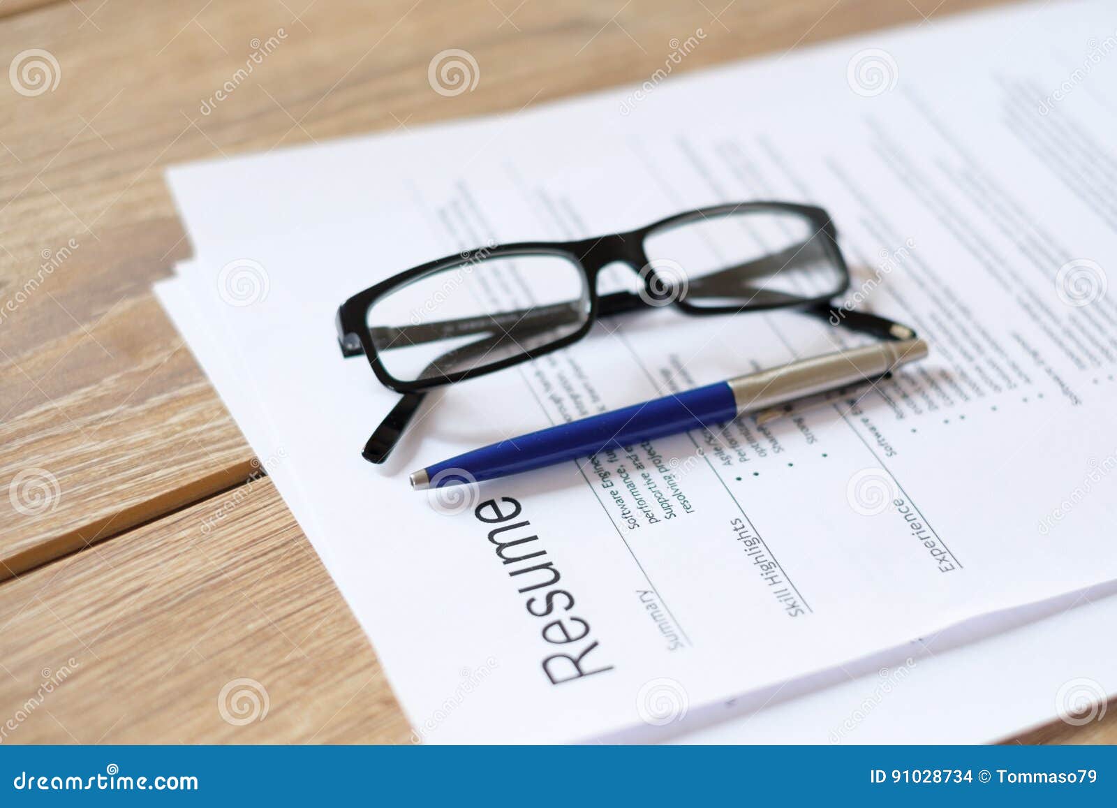 Resume Application on Desk Ready To Be Reviewed Stock Photo - Image of ...