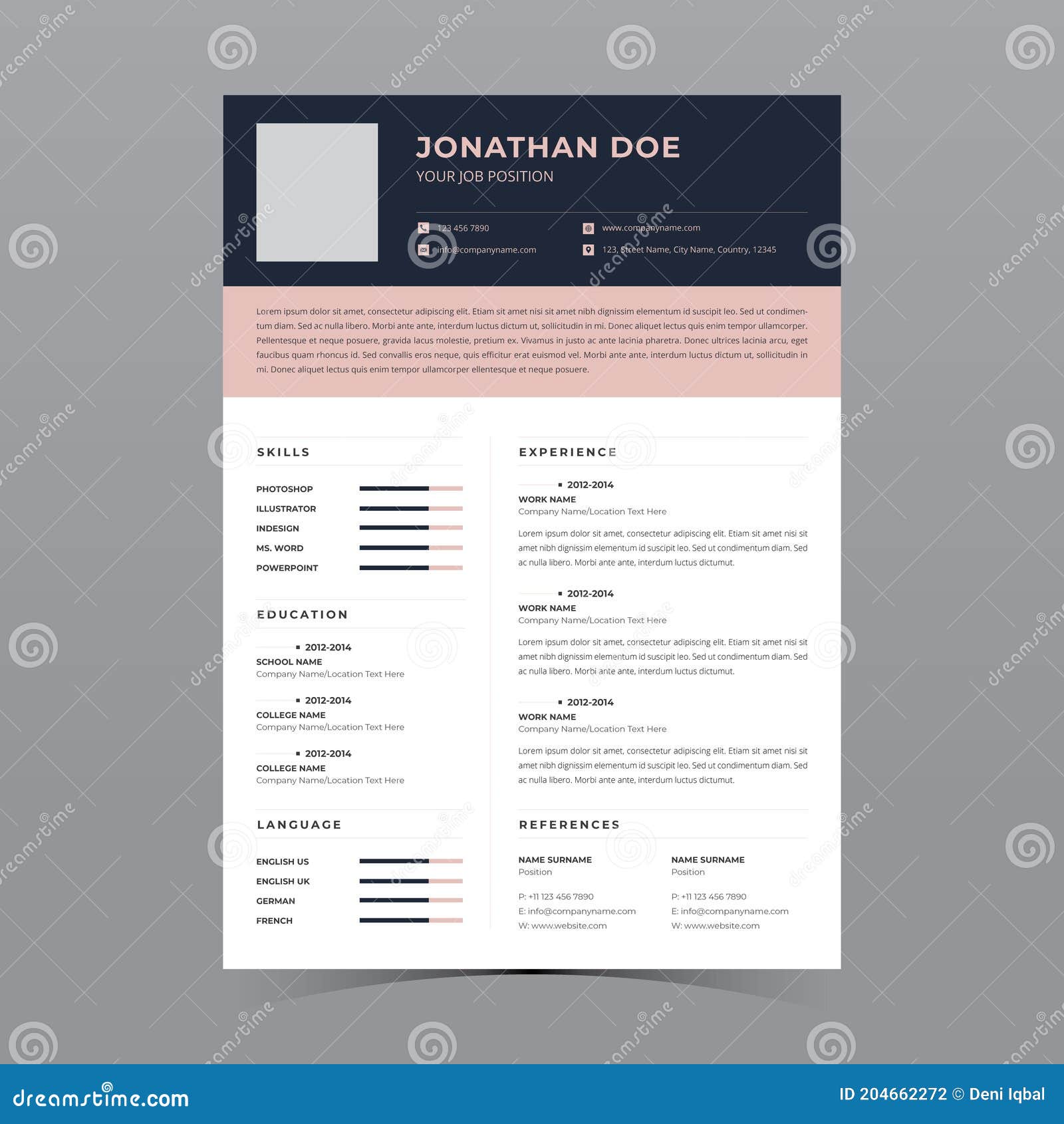 Resume Template Vector Design Stock Vector - Illustration of employment ...