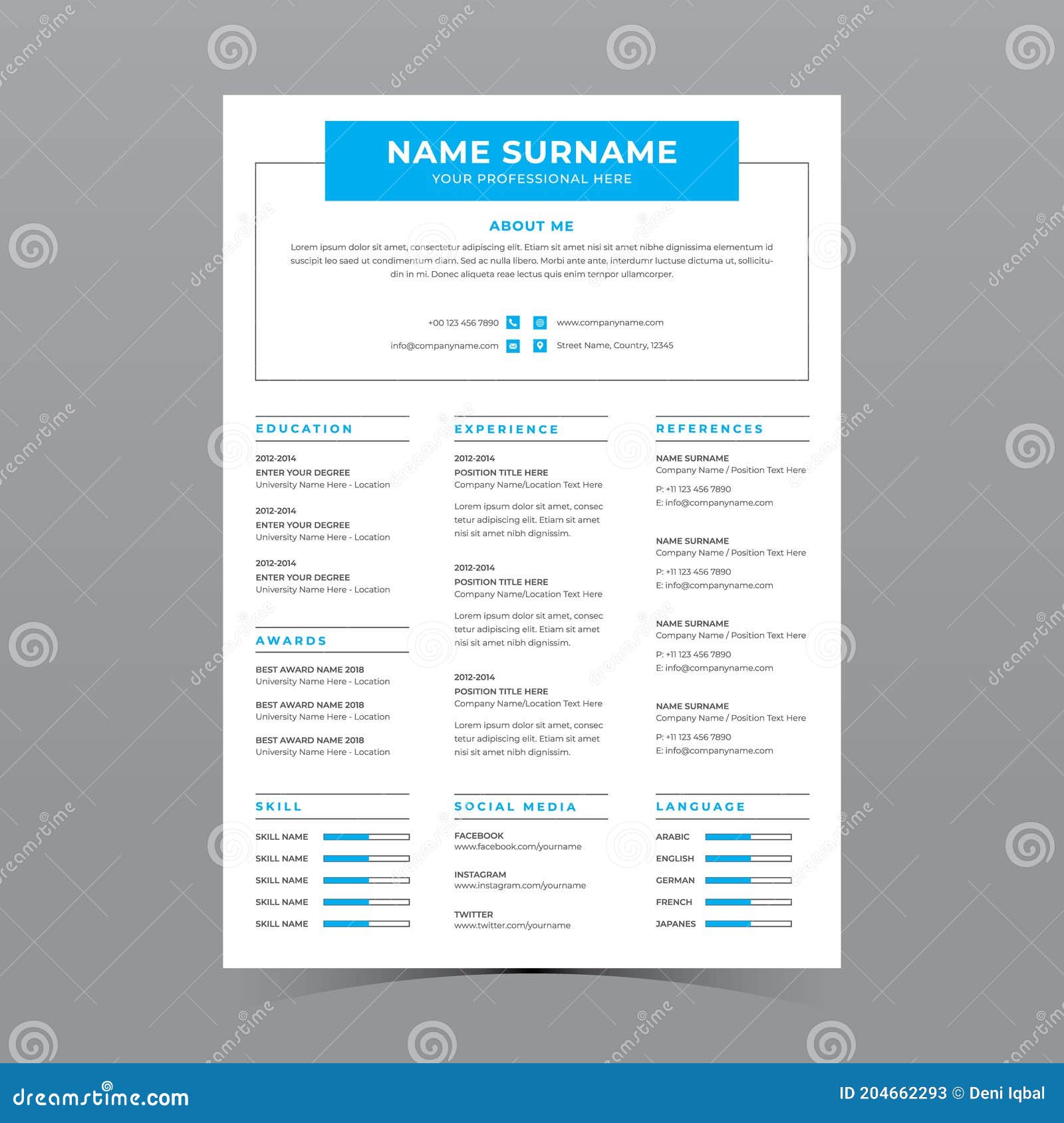 Resume Template Vector Design Stock Vector - Illustration of icon ...