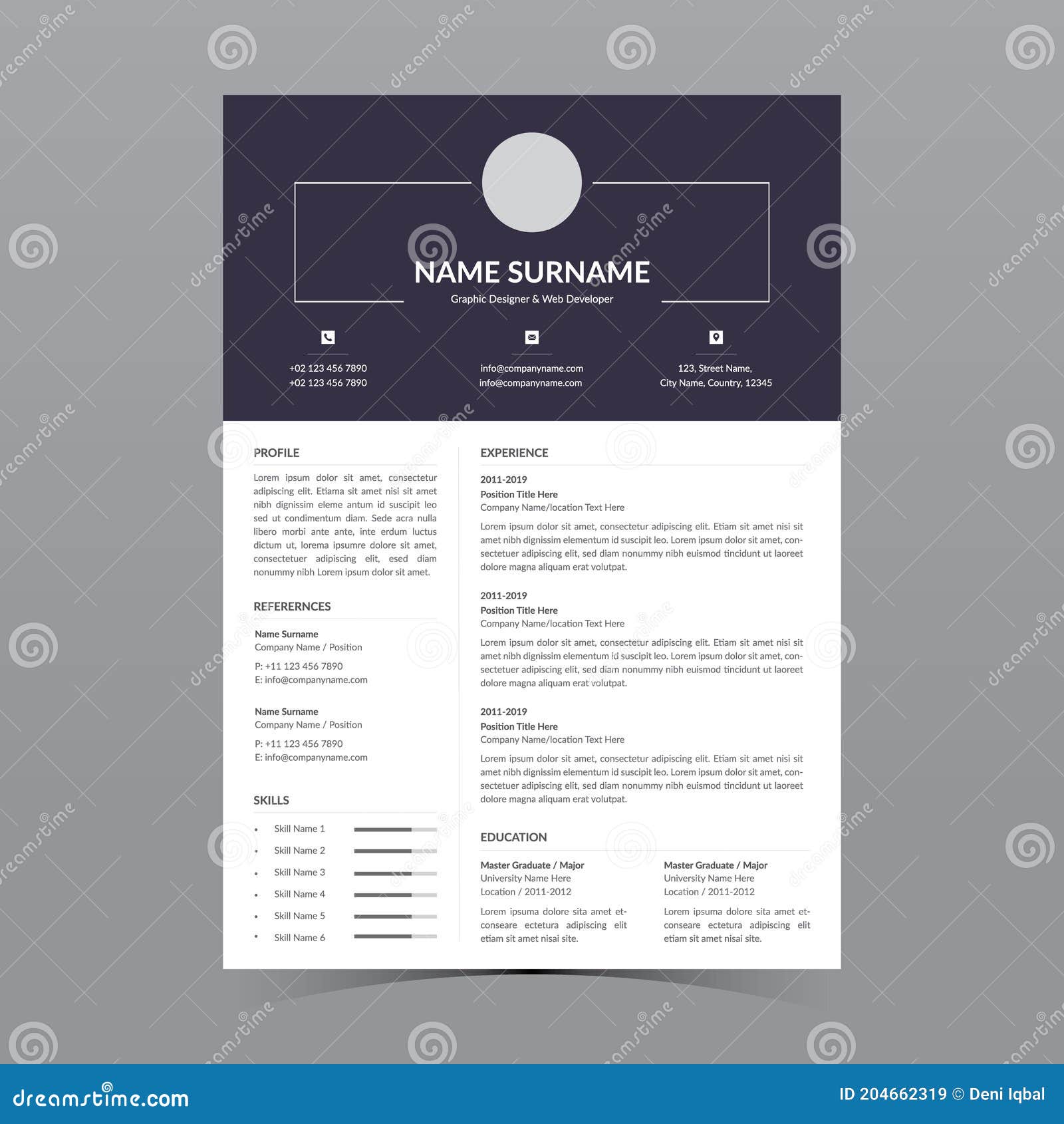 Resume Template Vector Design Stock Vector - Illustration of ...