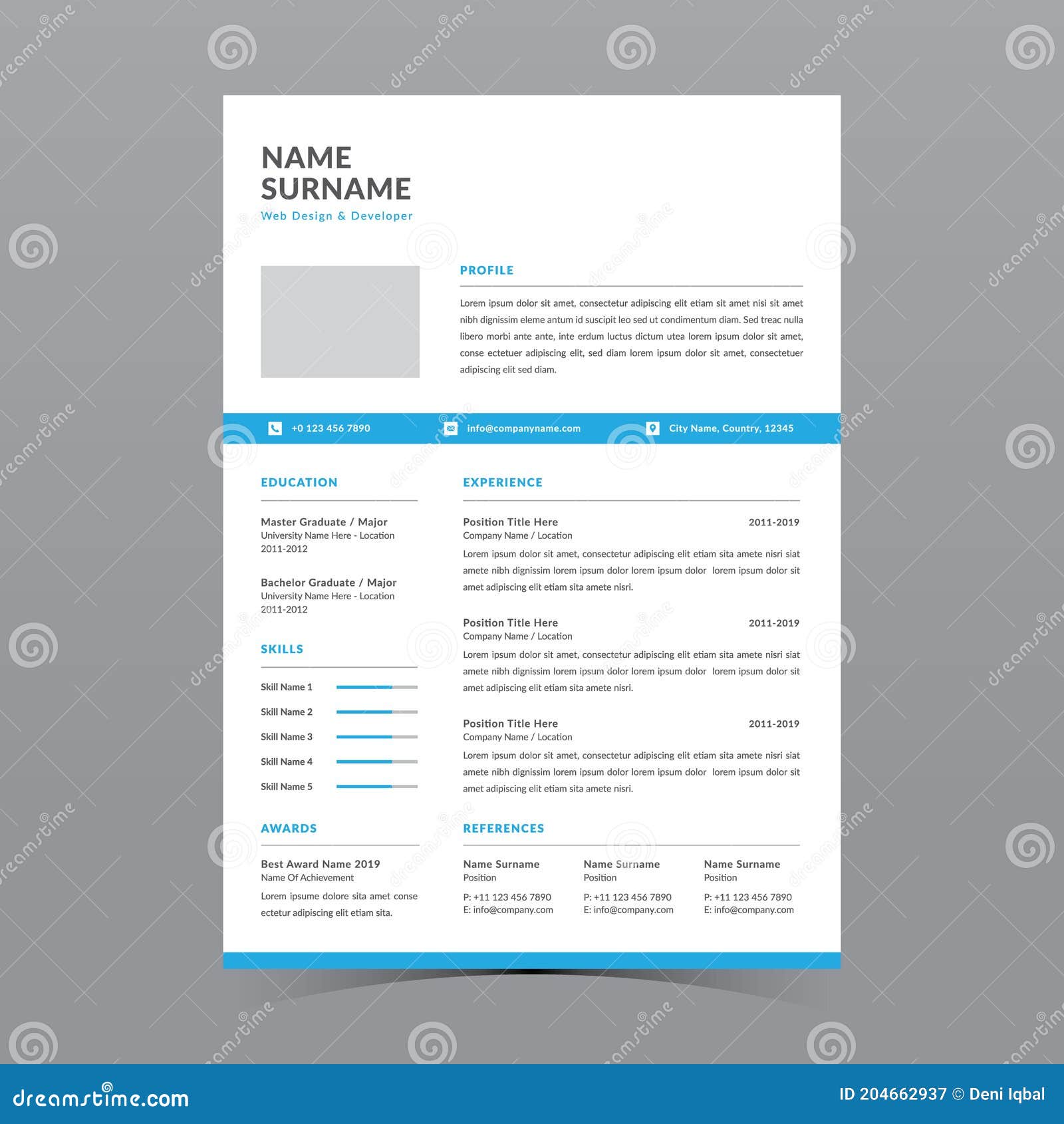 Resume Template Vector Design Stock Vector - Illustration of personal ...