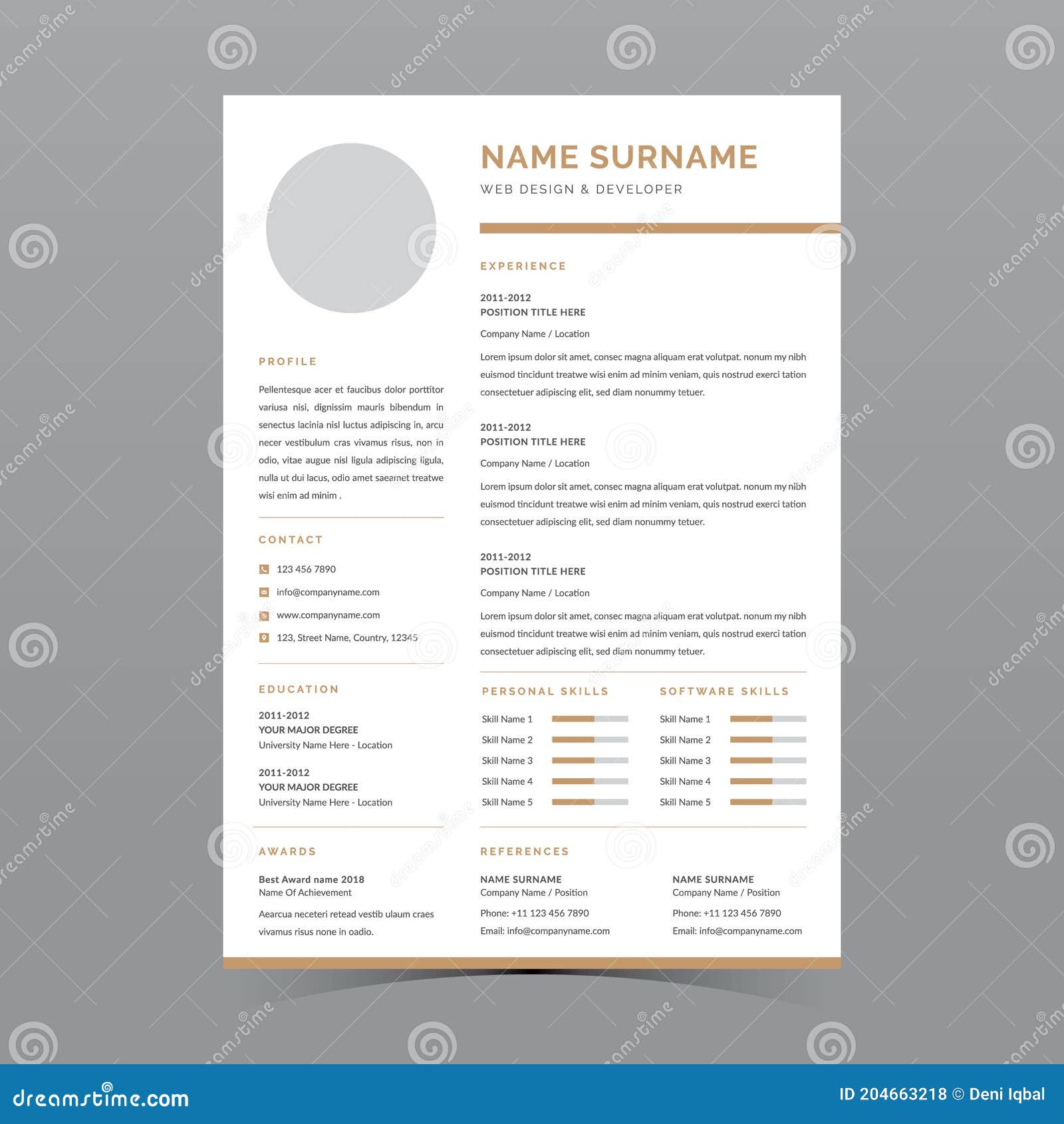 Resume Template Vector Design Stock Vector - Illustration of creative ...