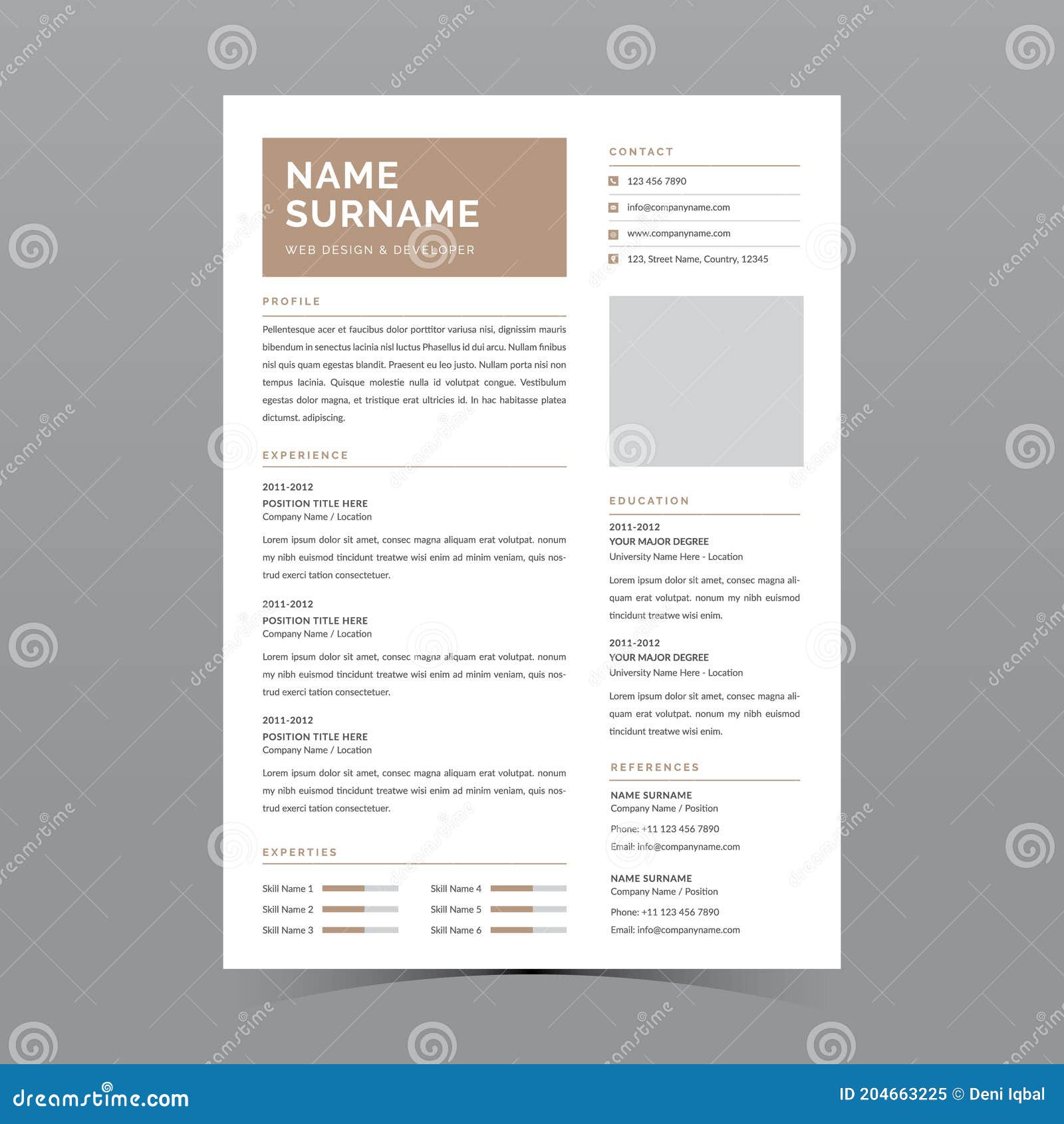 Resume Template Vector Design Stock Vector - Illustration of clean ...