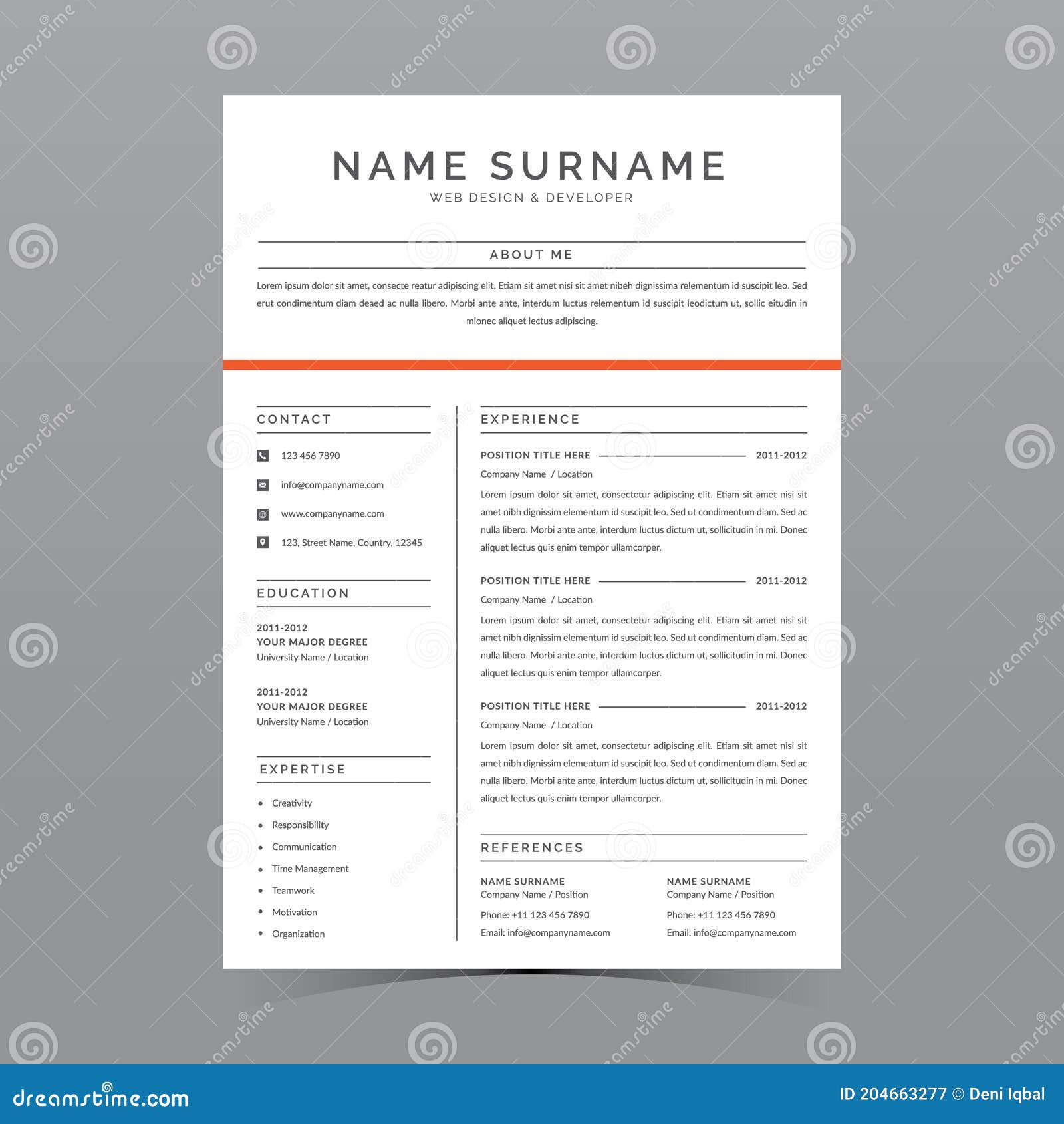 Resume Template Vector Design Stock Vector - Illustration of page ...