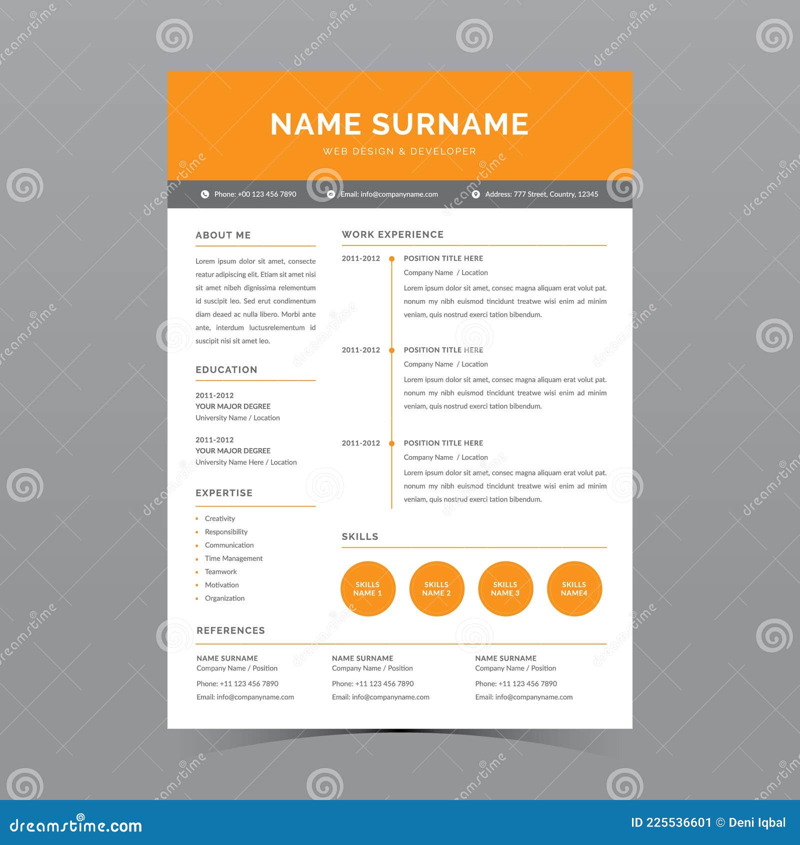 Resume Template Vector Design Stock Vector - Illustration of corporate ...