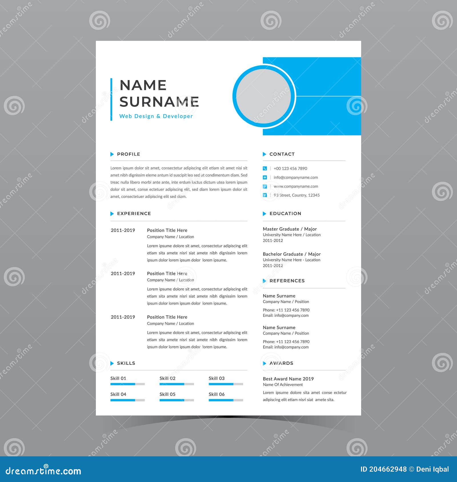 Resume Template Vector Design Stock Vector - Illustration of ...