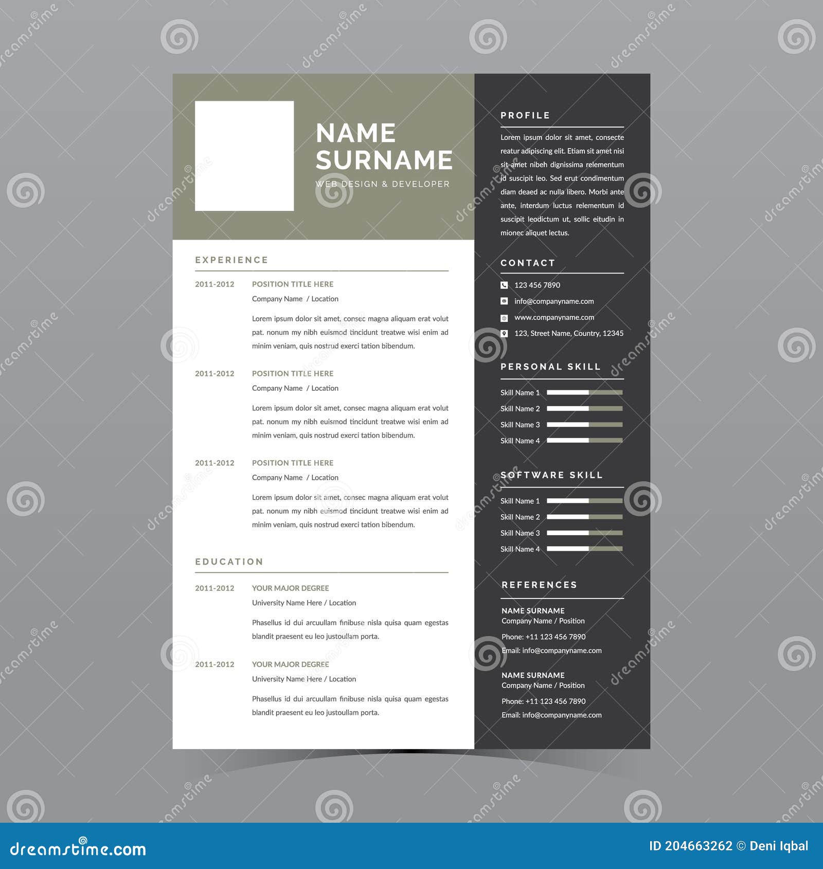 Resume Template Vector Design Stock Vector - Illustration of interview ...