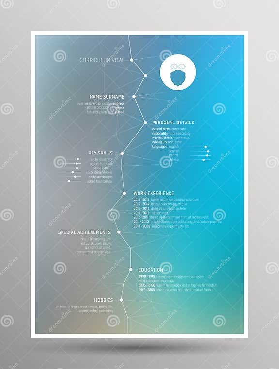Resume - Curriculum vitae stock vector. Illustration of blurred - 55358738