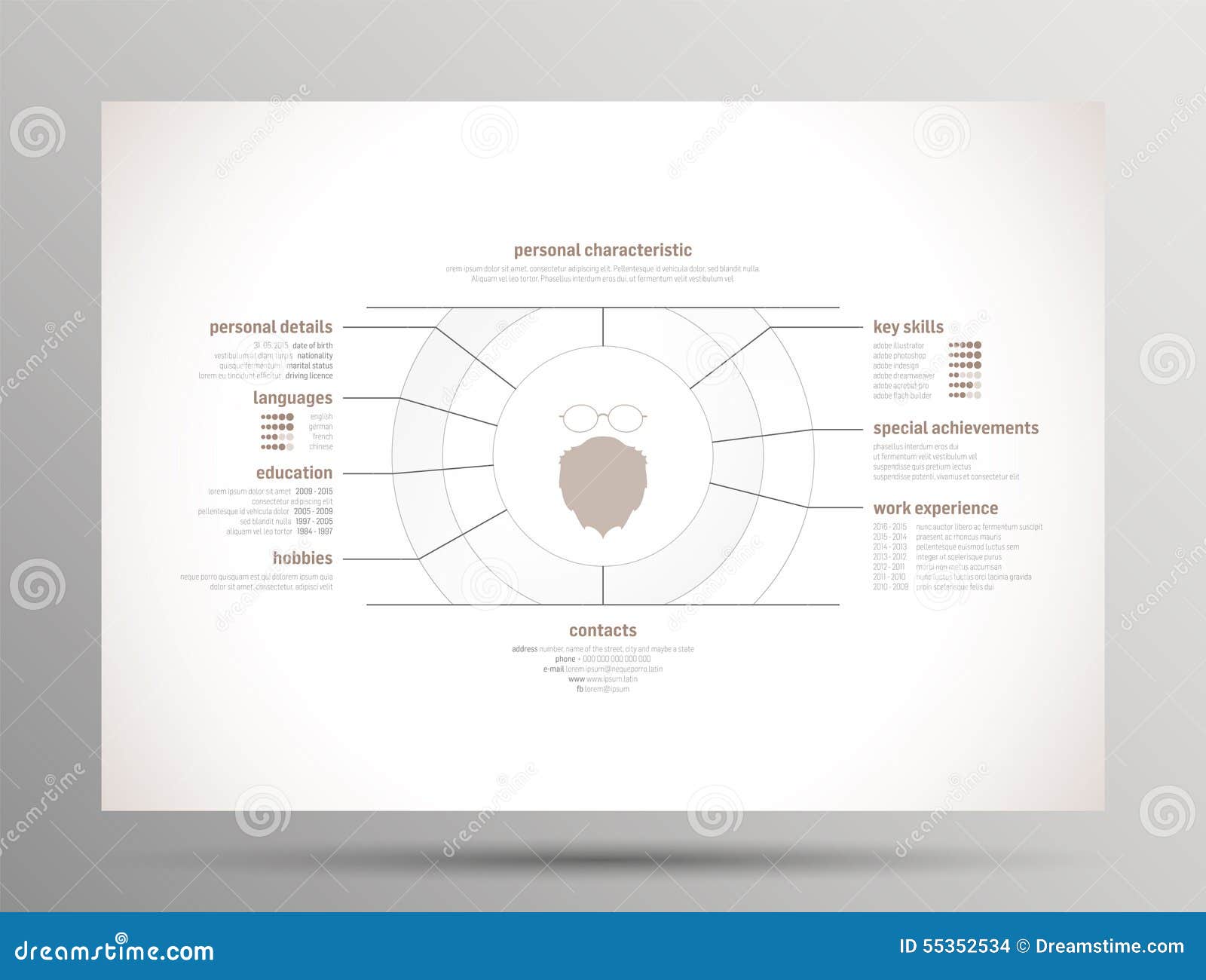 Resume - Curriculum vitae stock vector. Illustration of layout - 55352534
