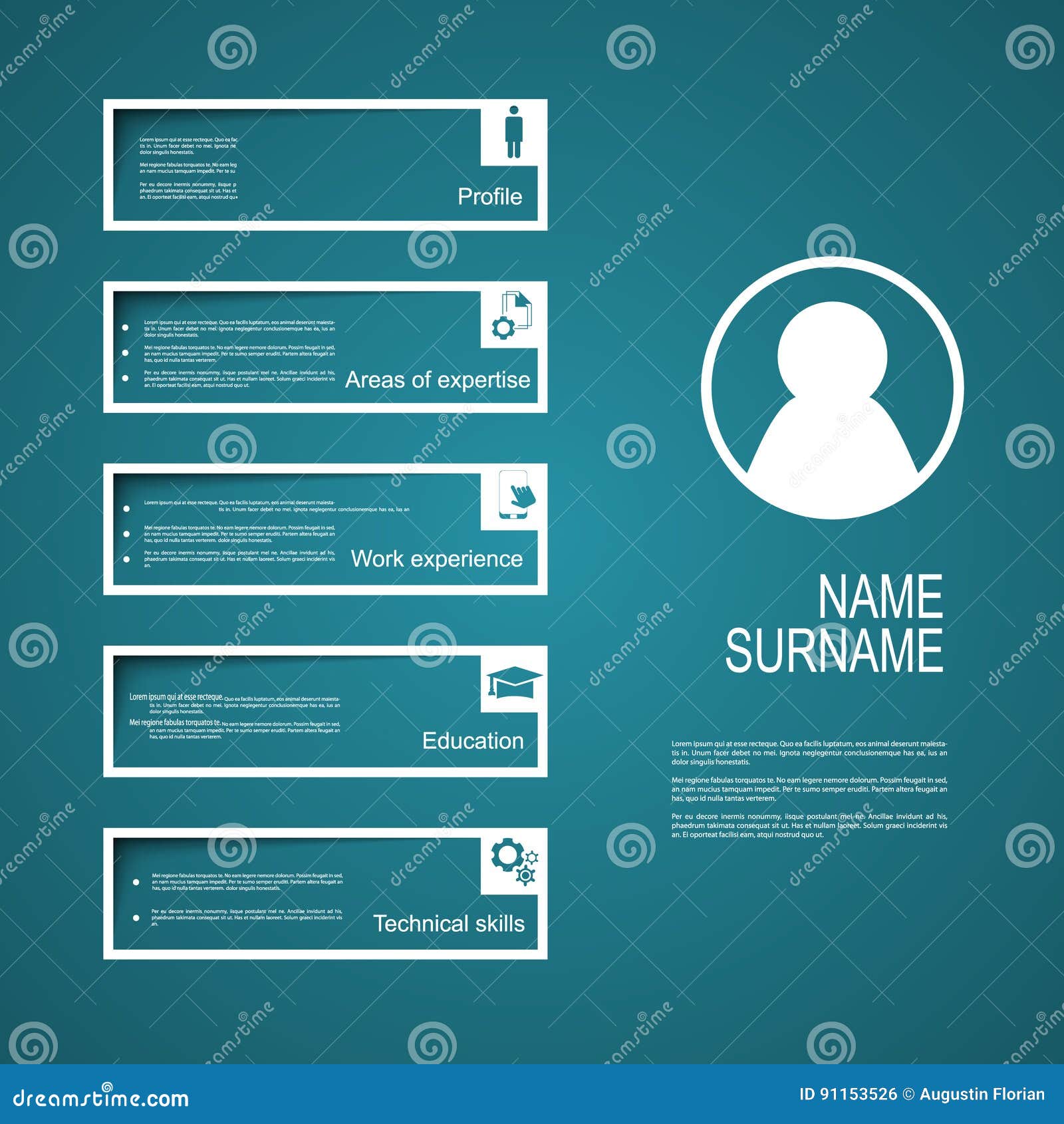 Resume / CV Template Design Stock Vector - Illustration of personal ...