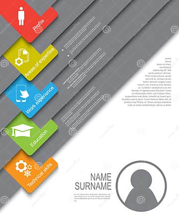 Resume / CV Template Design with Tabs Stock Vector - Illustration of ...
