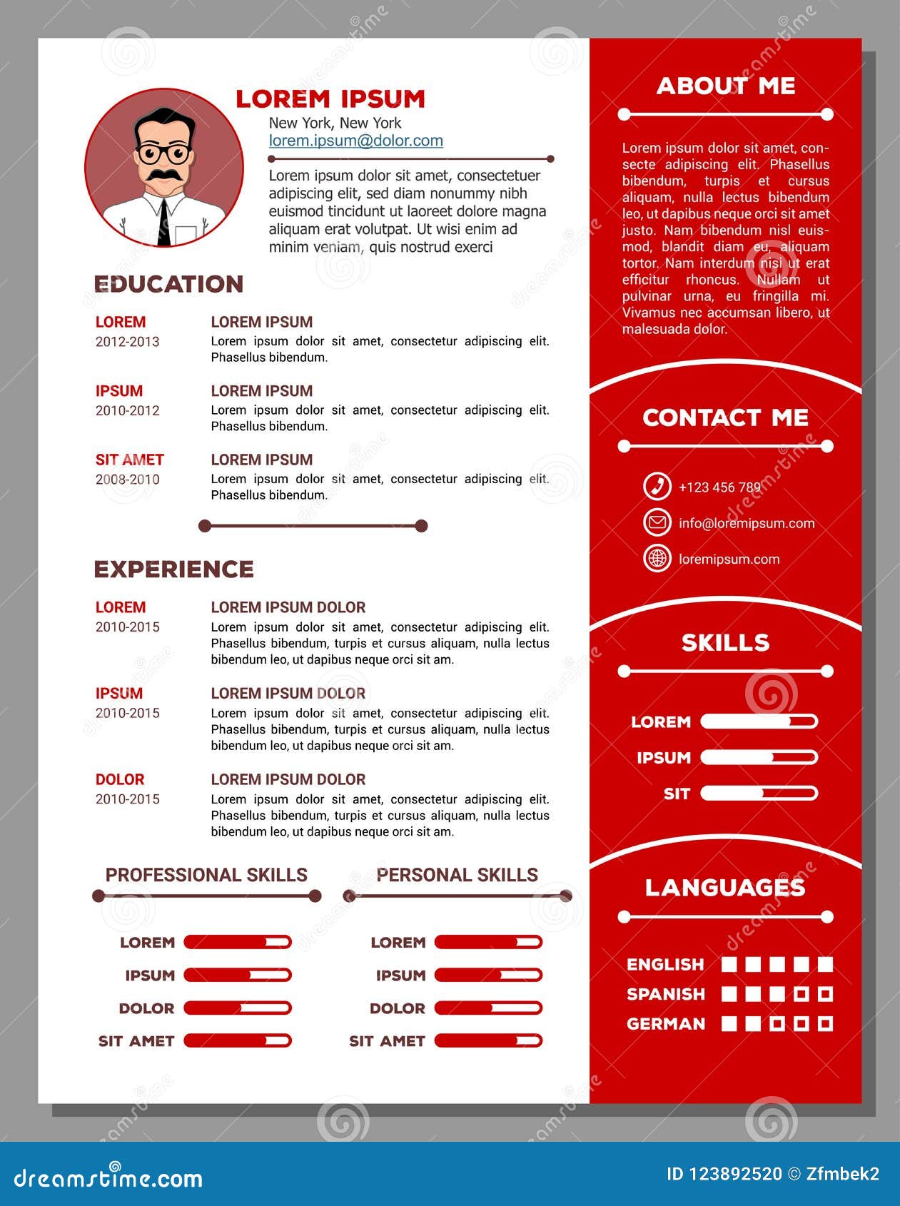Resume and CV Template with Nice Design Stock Vector - Illustration of ...