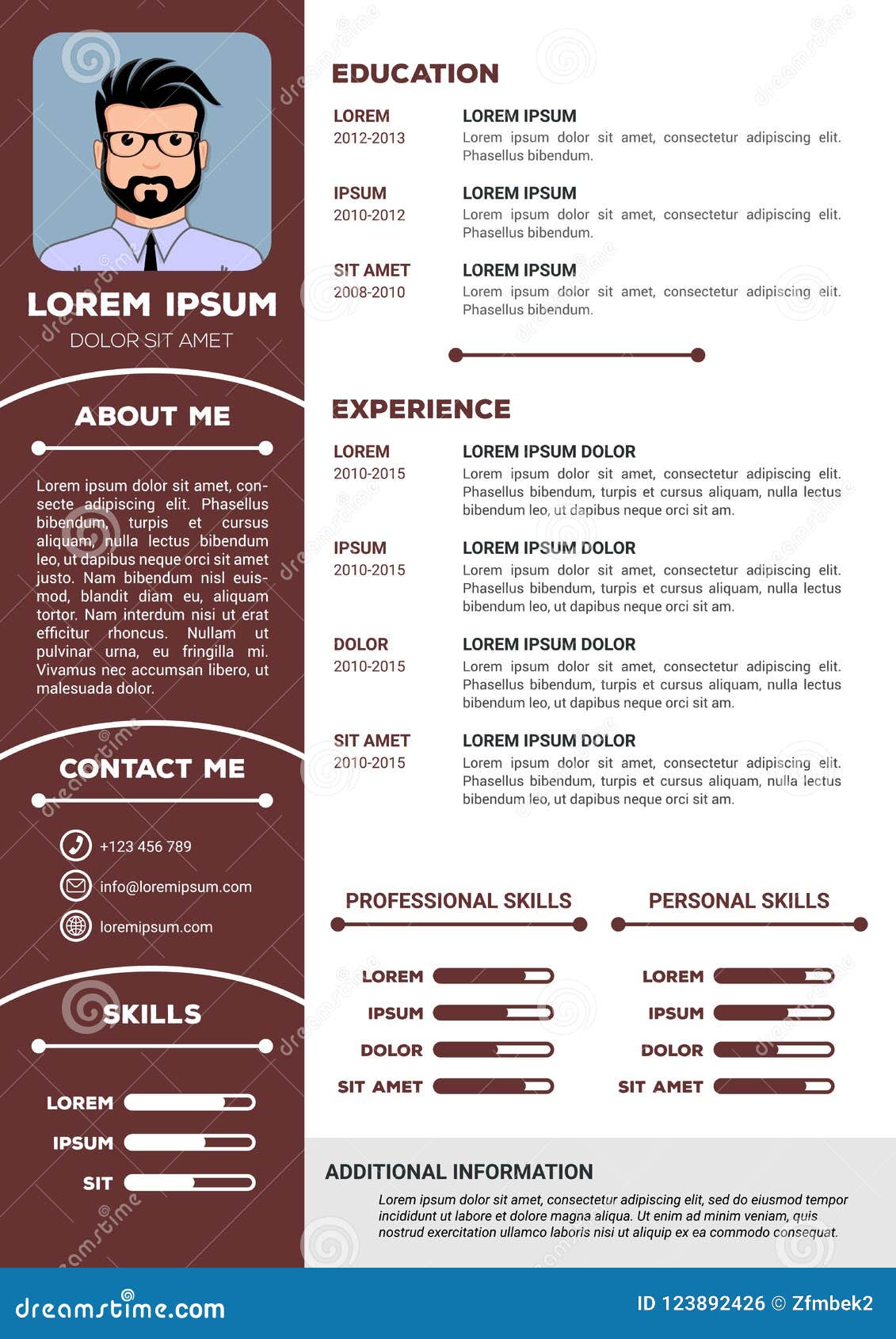 Resume and CV Template with Nice Design Stock Vector - Illustration of ...