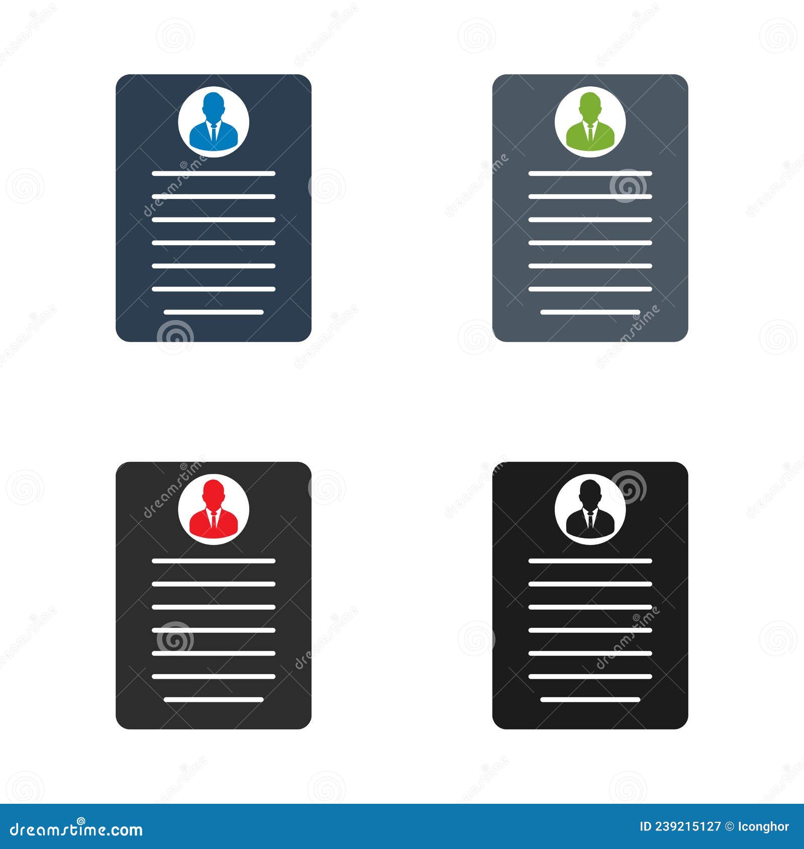Resume, CV, User Profile Icon Set. Stock Vector - Illustration of icon ...
