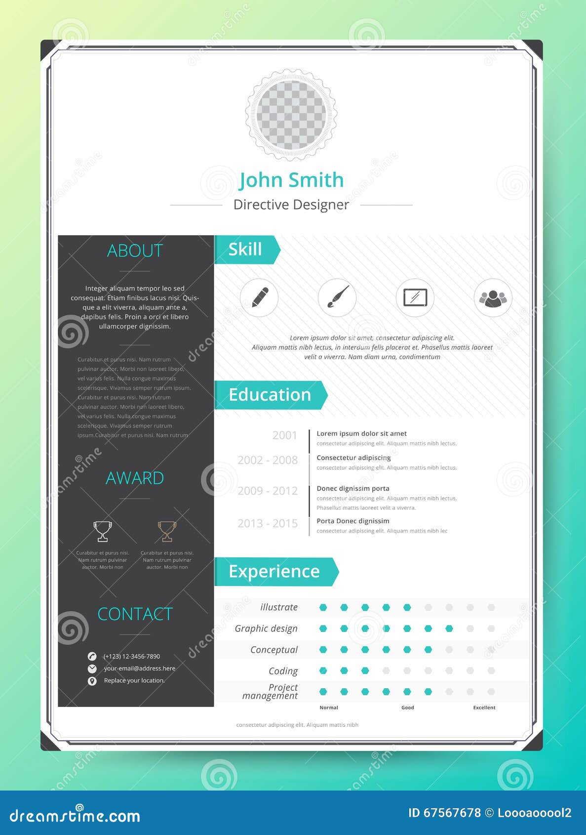 Resume and Cv Vector Template. Awesome for Job Applications. Stock ...