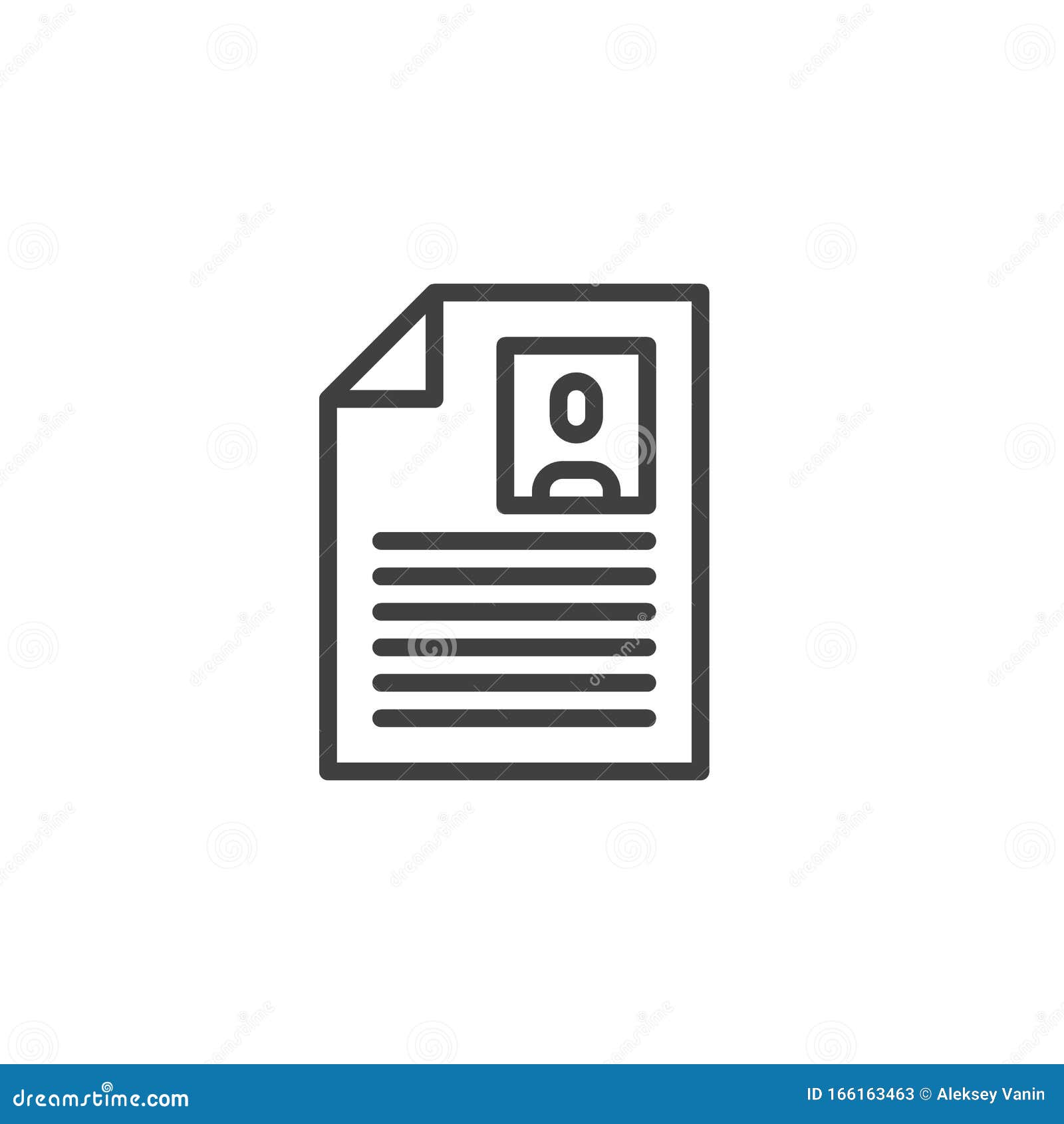 Resume Document Line And Silhouette Icon Set. CV Letter Form Pictogram ...