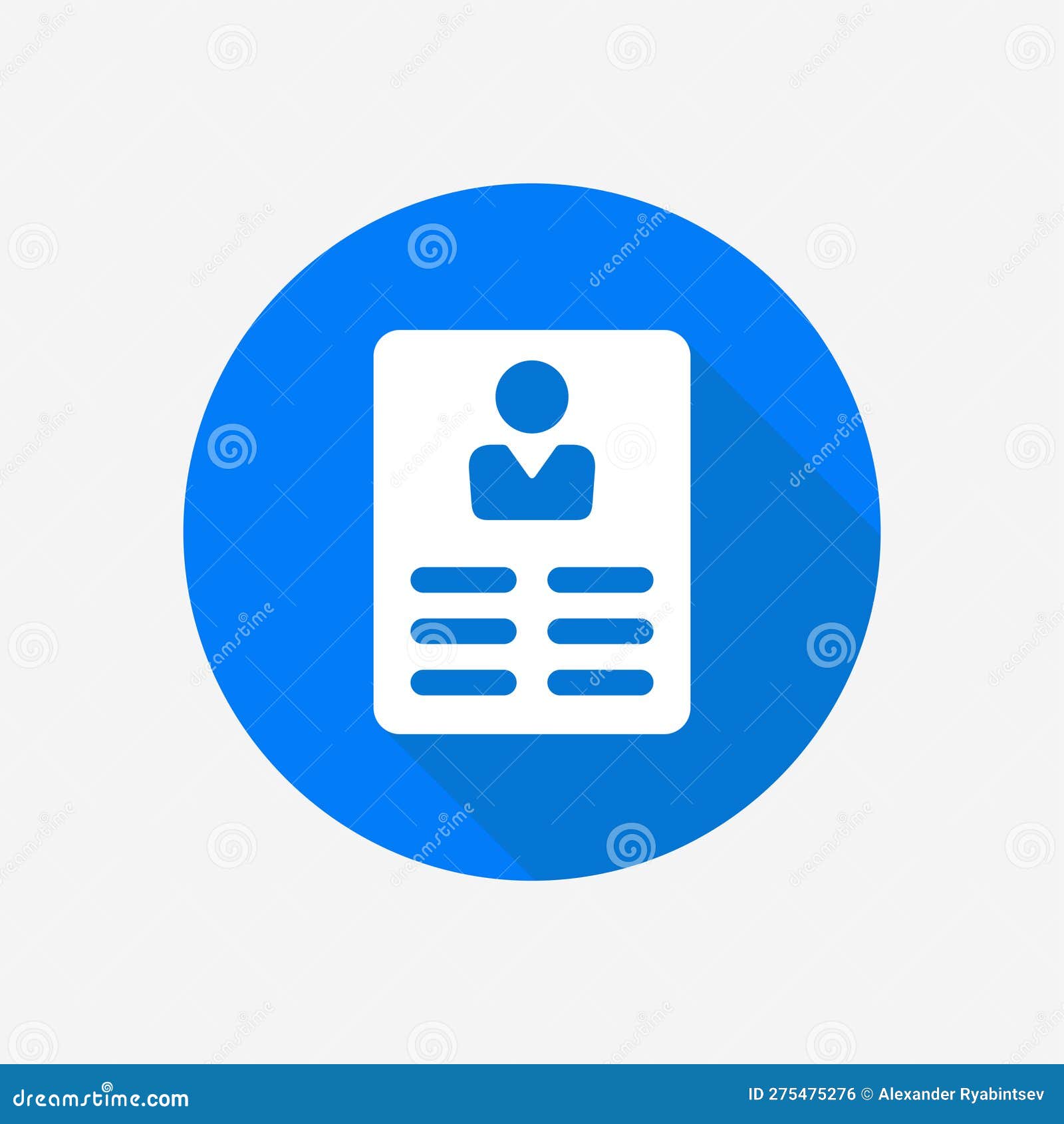 Resume Flat Style Vector Icon White Coloured on Blue Circle Stock ...