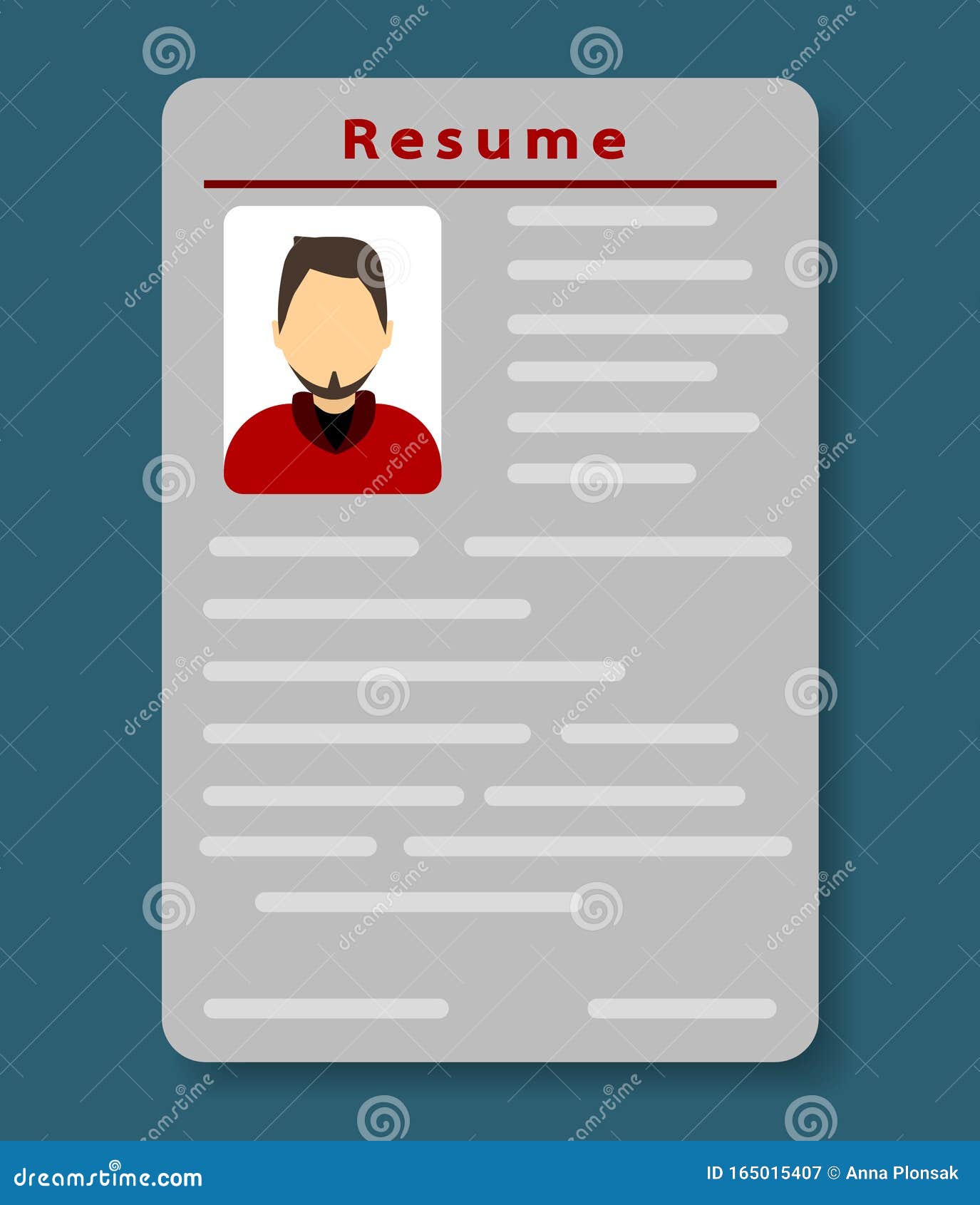 Resume Hiring. Resume with a Person`s Avatar. Flat Design Stock ...