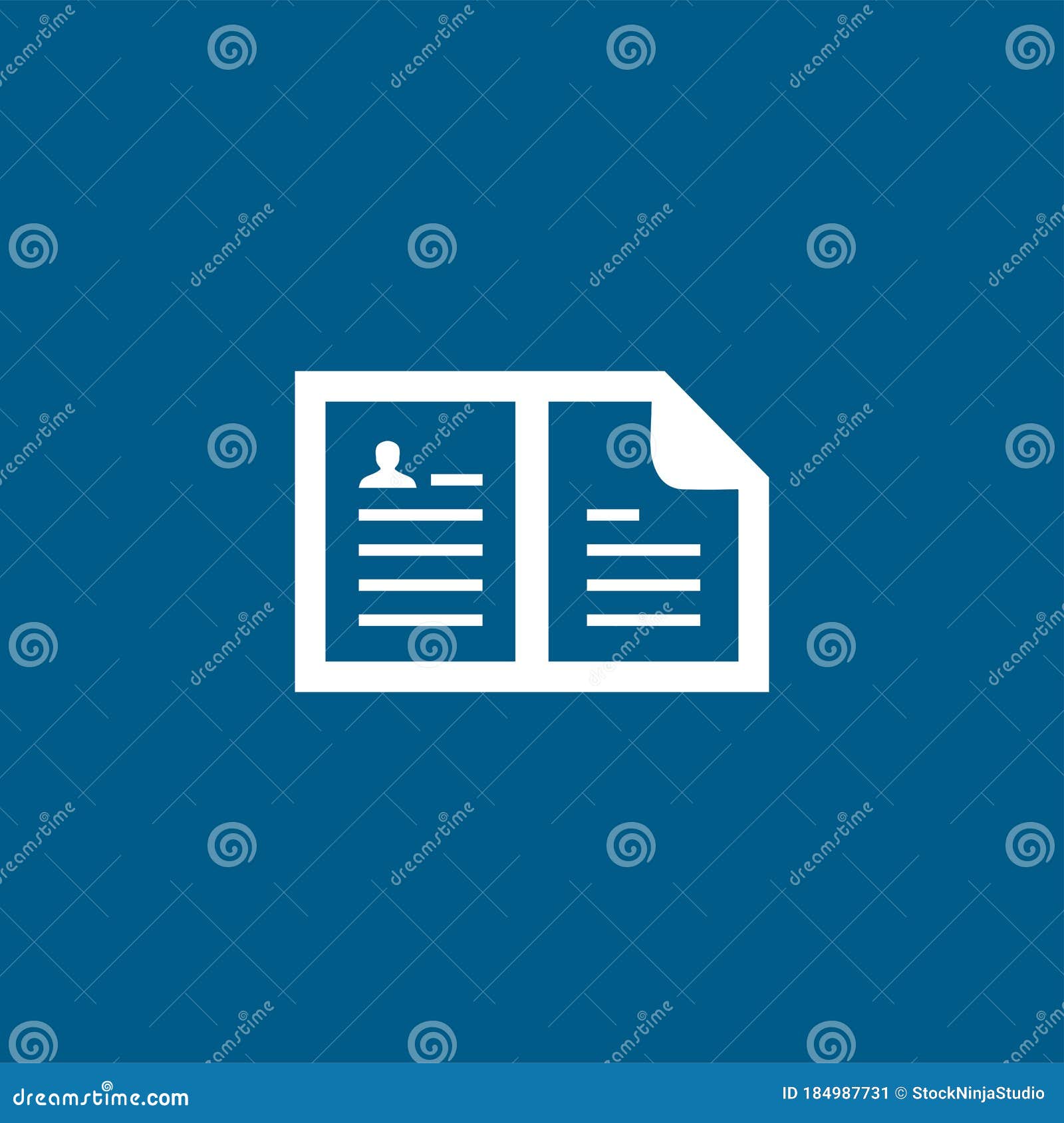 Resume Icon on Blue Background. Blue Flat Style Vector Illustration ...