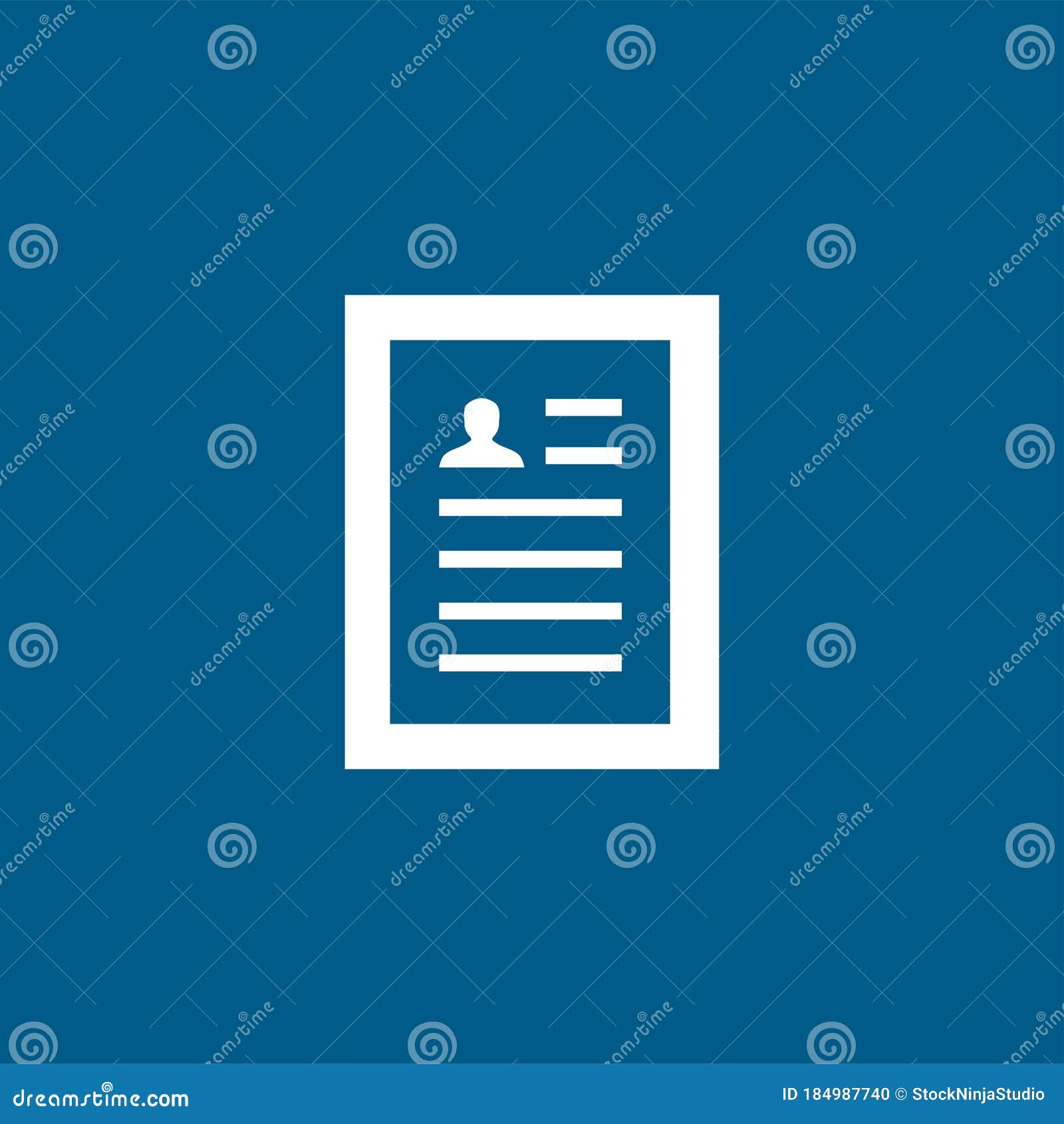 Resume Icon on Blue Background. Blue Flat Style Vector Illustration ...