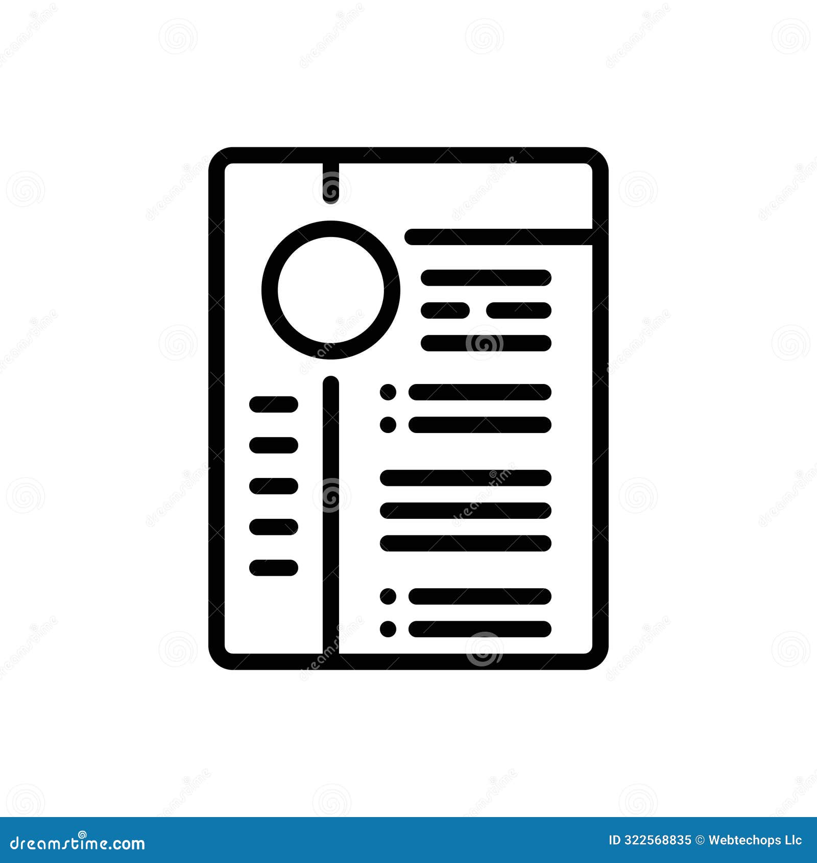 Black Line Icon for Resume, Content and Profile Stock Vector ...