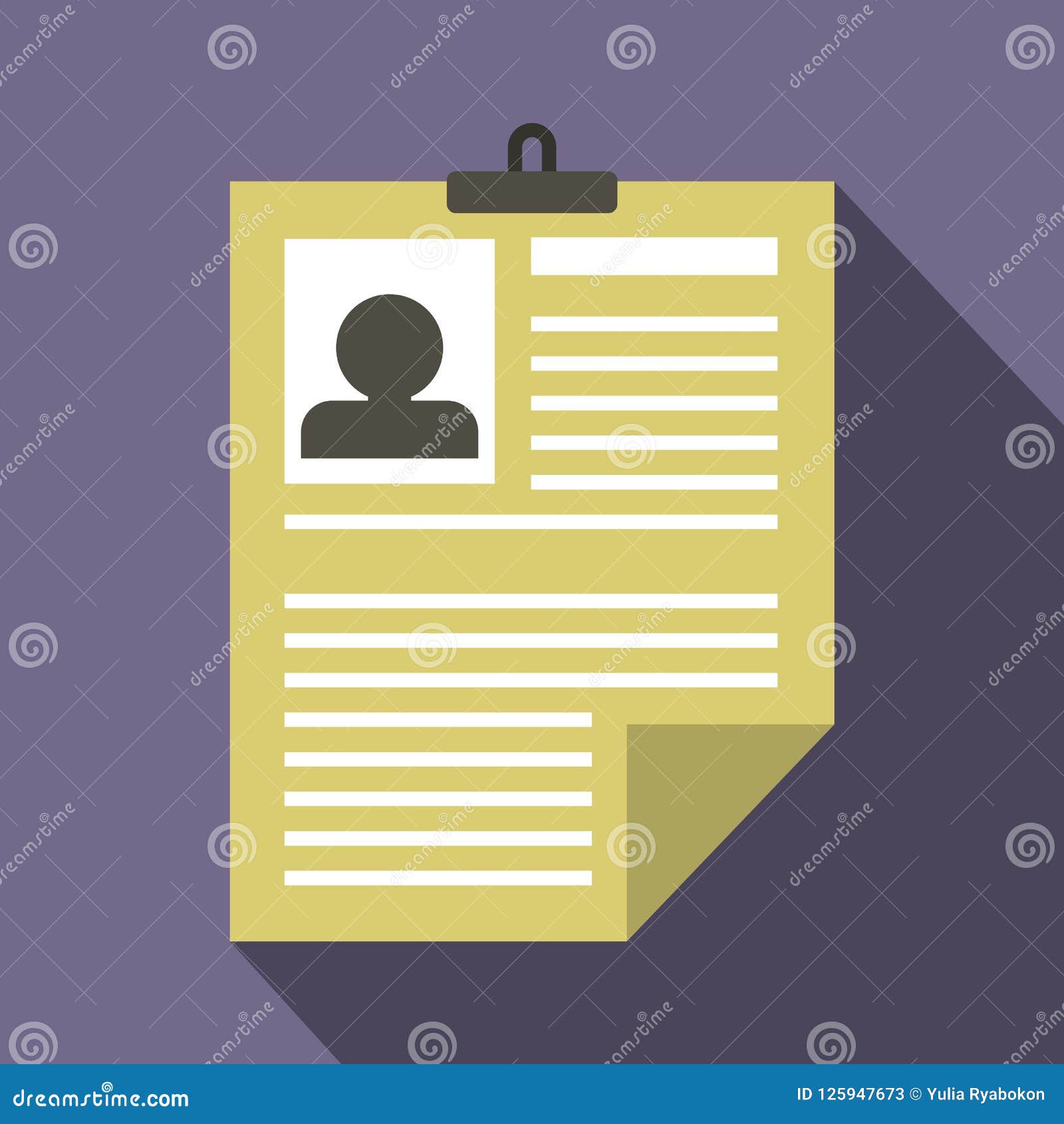 Resume icon in flat style stock illustration. Illustration of black ...