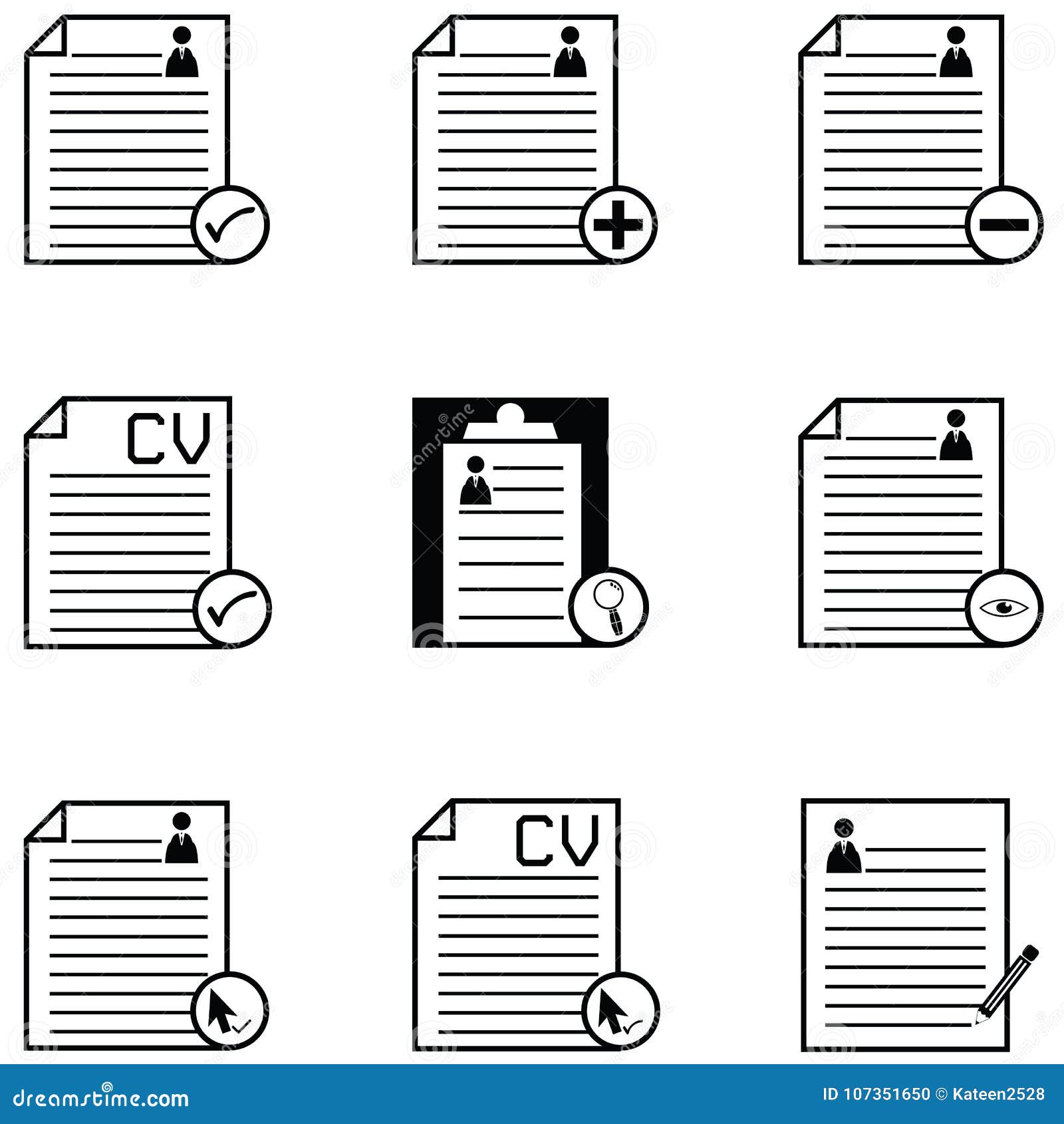 Resume icon set stock vector. Illustration of career - 107351650