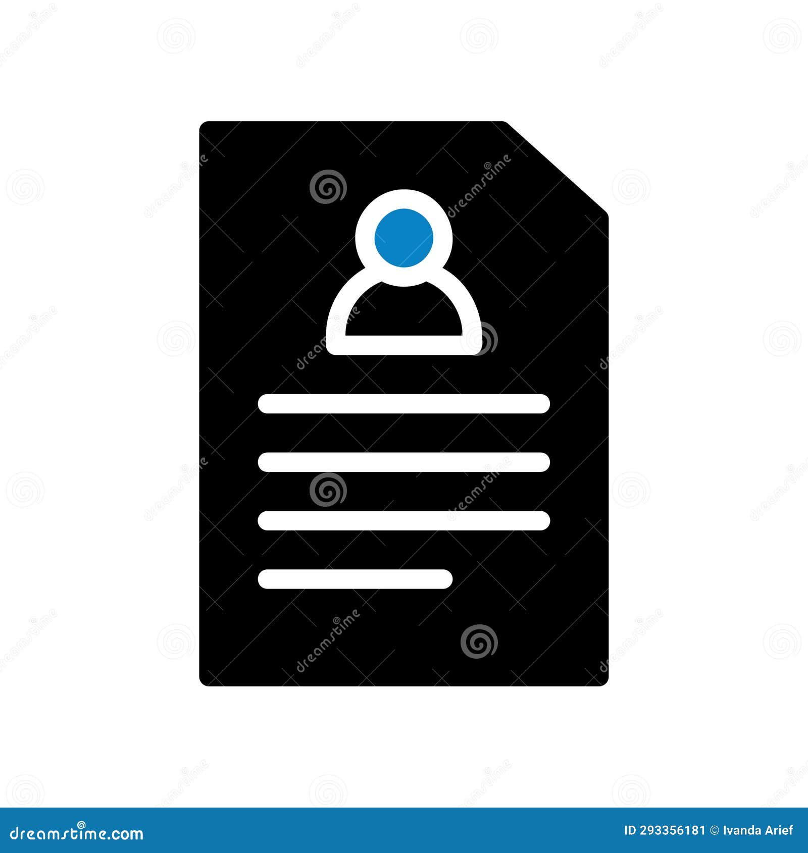 Resume Icon Solid Blue Black Business Symbol Illustration Stock Vector ...