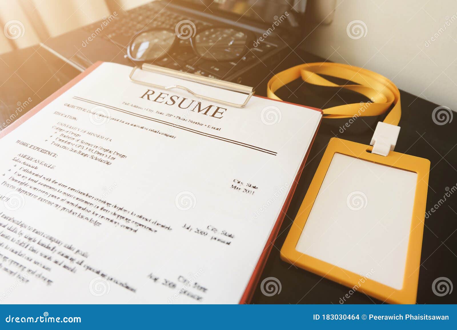 Resume Paper on the Desk in Office Stock Photo - Image of business ...