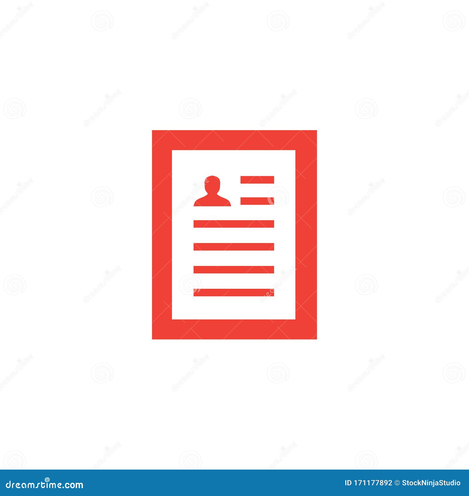 Resume Red Icon on White Background. Red Flat Style Vector Illustration ...