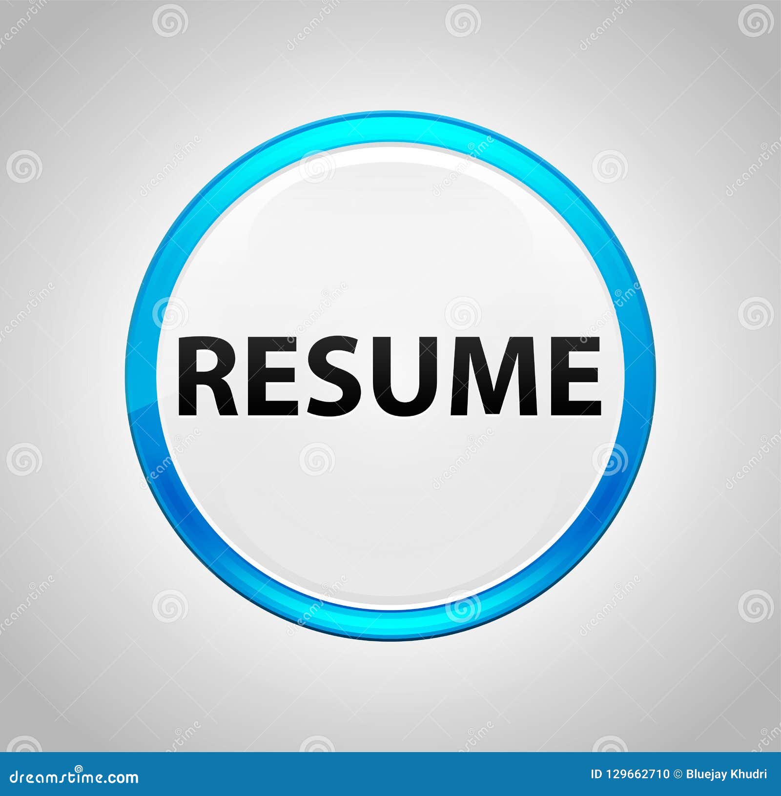 Resume Round Blue Push Button Stock Illustration - Illustration of ...