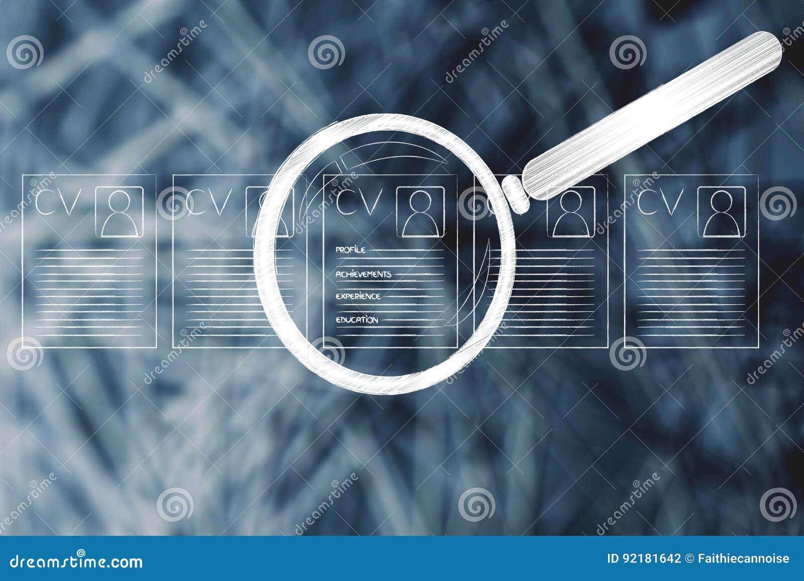 Resume Standing Out among Others, with Magnifying Glas Stock ...