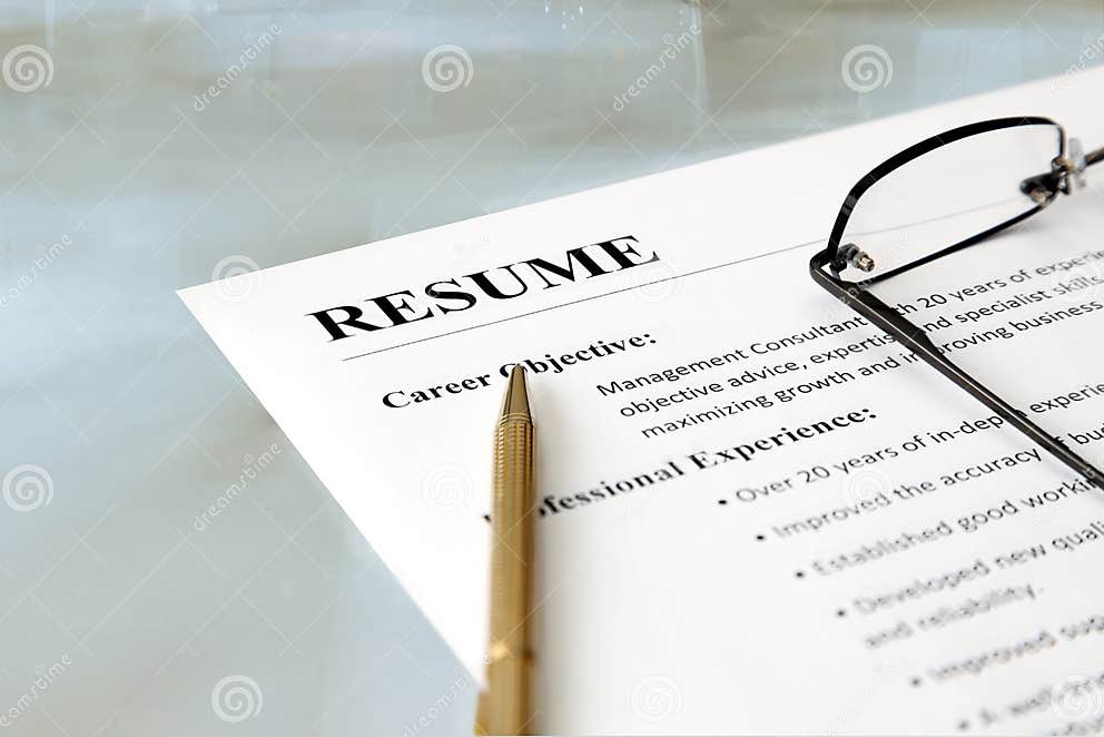 Resume on the Table stock photo. Image of glasses, history - 25265316