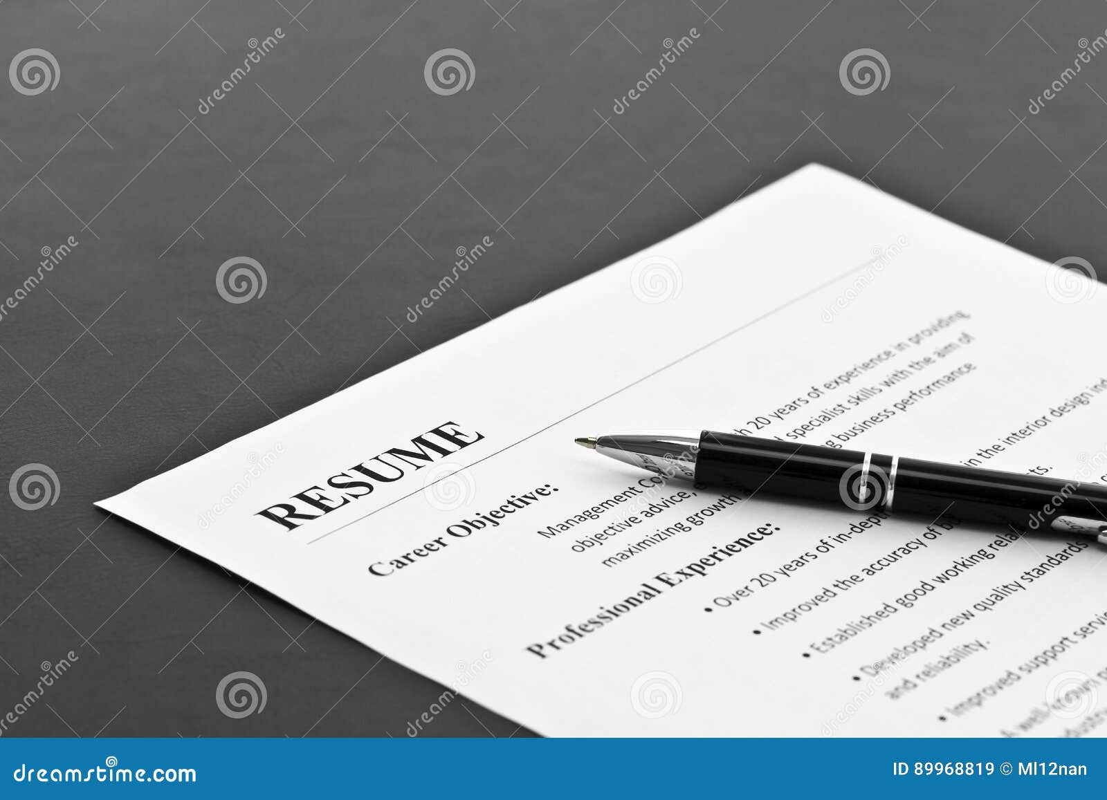 Resume on the Table stock image. Image of opportunity - 89968819