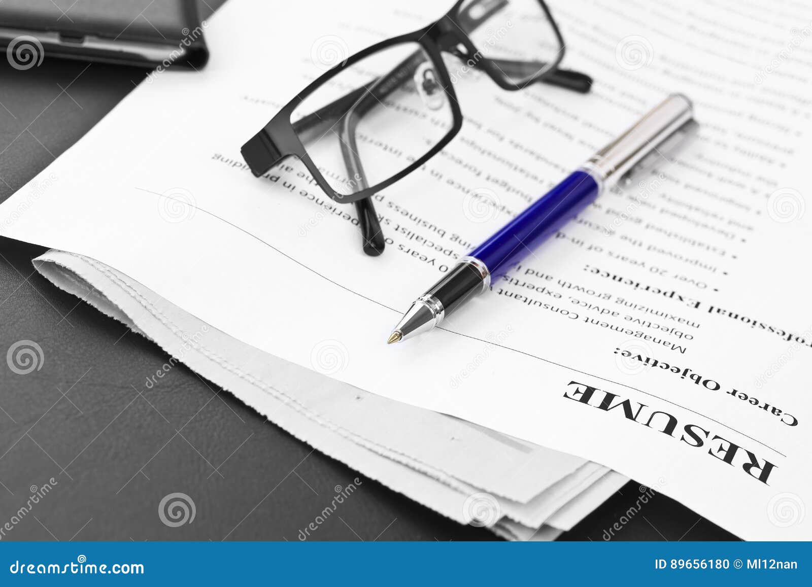 Resume on the Table stock photo. Image of letter, experience - 89656180
