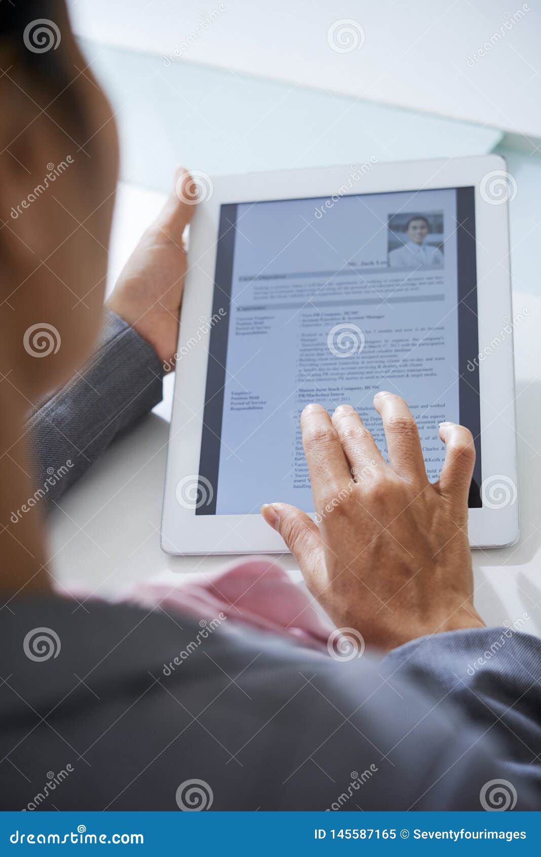 Resume in tablet stock image. Image of resume, tablet - 145587165