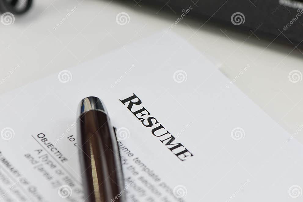 Resume Template and pen stock photo. Image of employment - 72983446