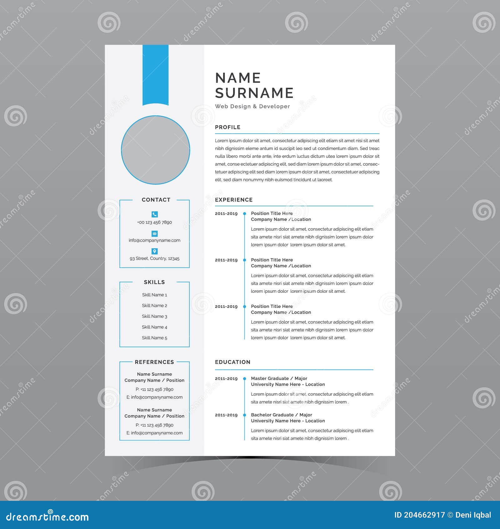 Resume Template Vector Design Stock Vector - Illustration of paper ...