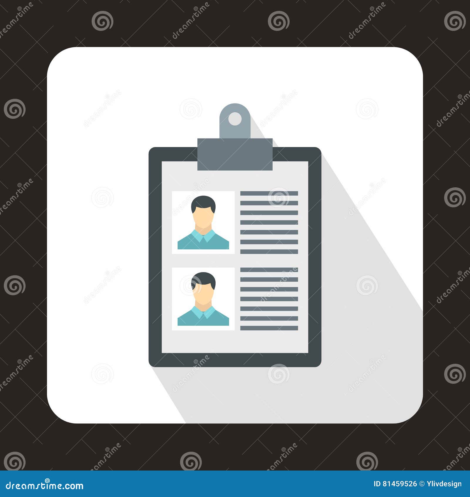 Resume of Two Candidates Icon, Flat Style Stock Vector - Illustration ...