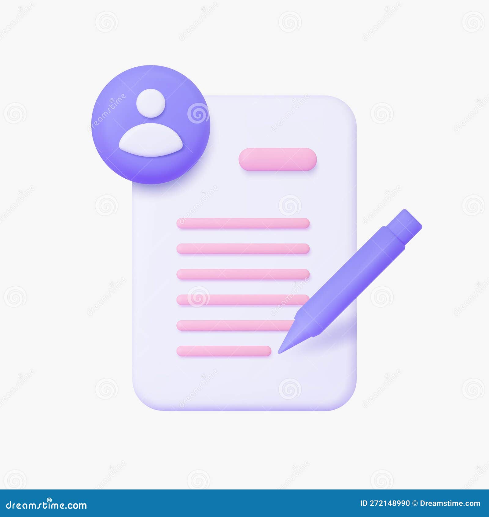Resume Writing 3d Vector Icon. Stock Illustration - Illustration of ...