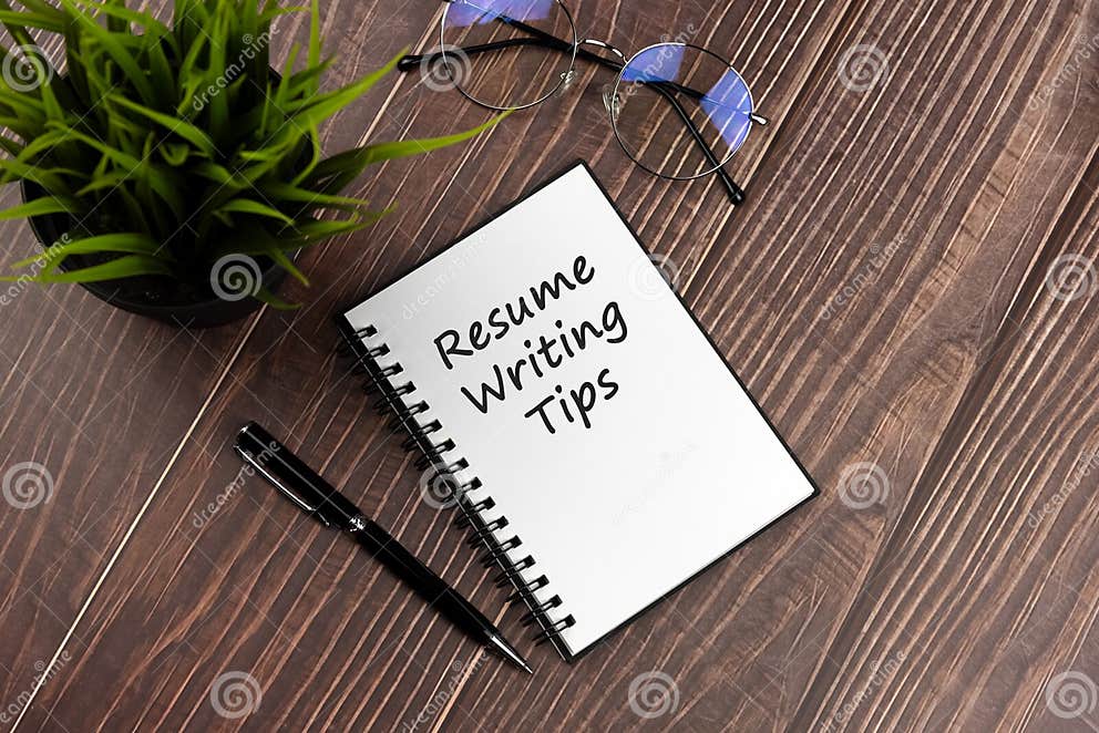 Resume Writing Tips Text on Notepad Flat Lay Stock Photo - Image of ...
