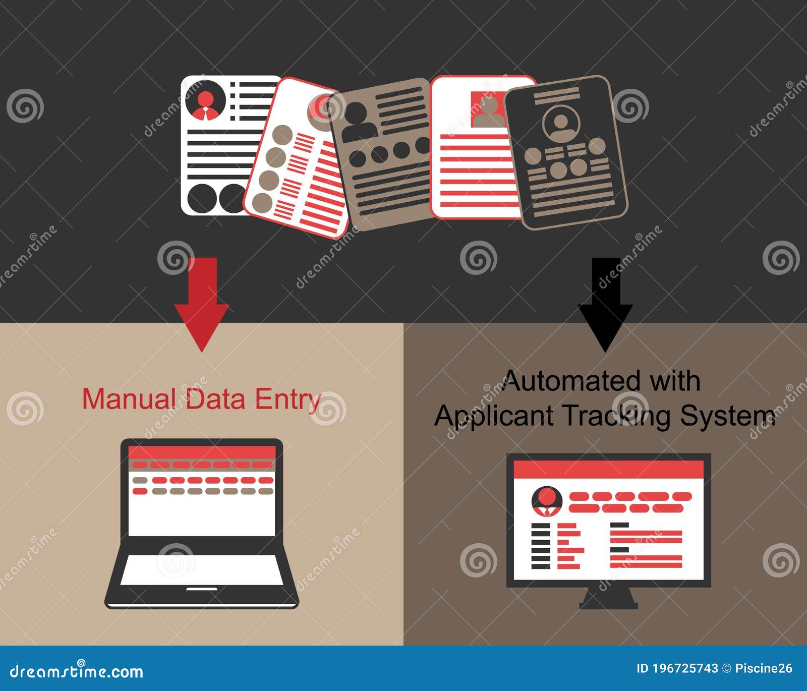 Resumes Transform With ATS Applicant Tracking System Vector ...