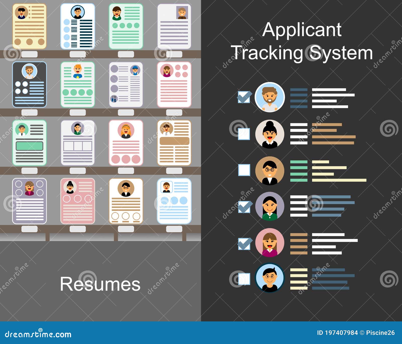 Resumes In ATS Applicant Tracking System Process Vector | CartoonDealer ... Resumes In ATS Applicant Tracking System Process Vector | CartoonDealer ...
