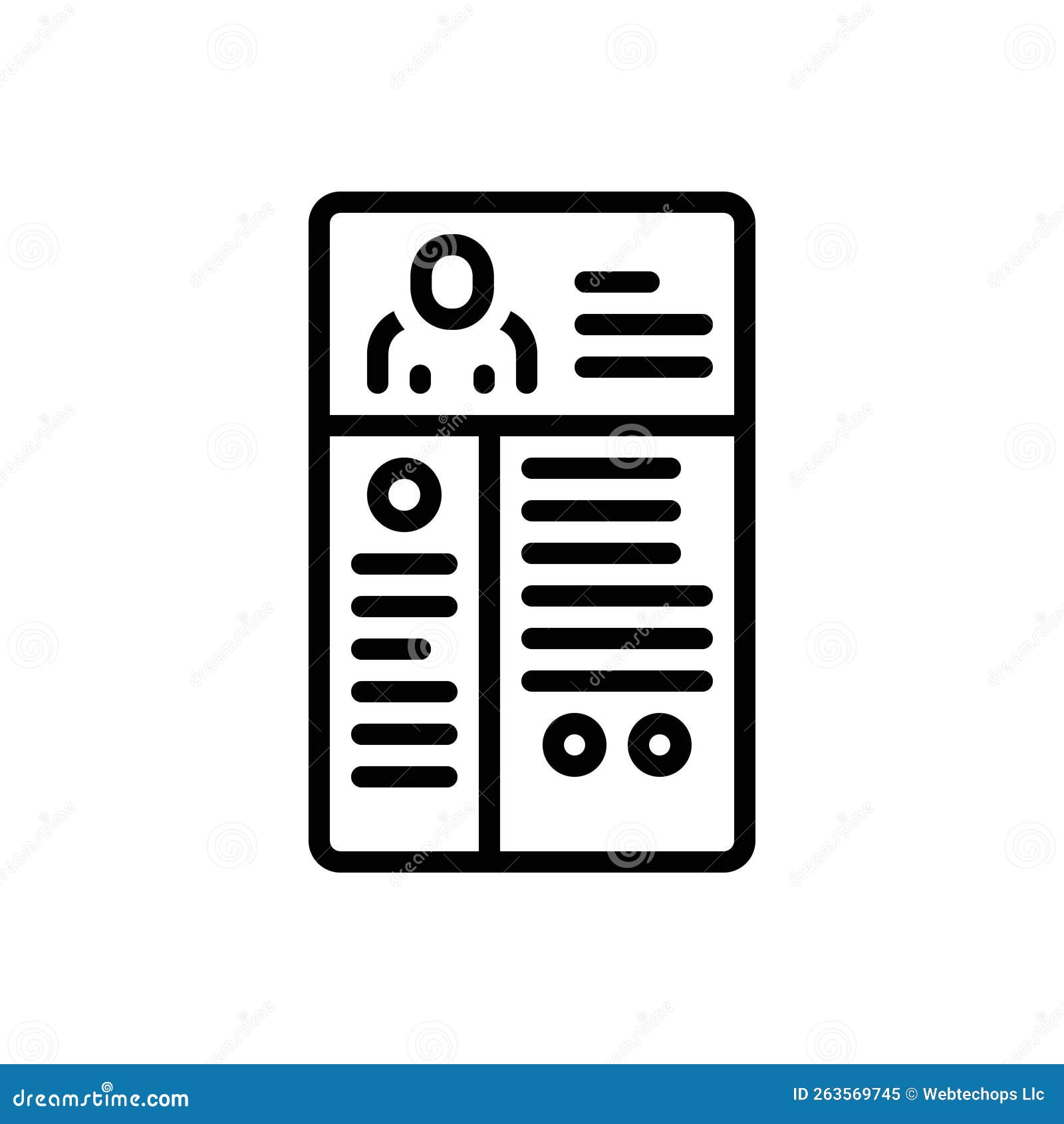 Black Line Icon for Resumes, Summary and Document Stock Vector ...