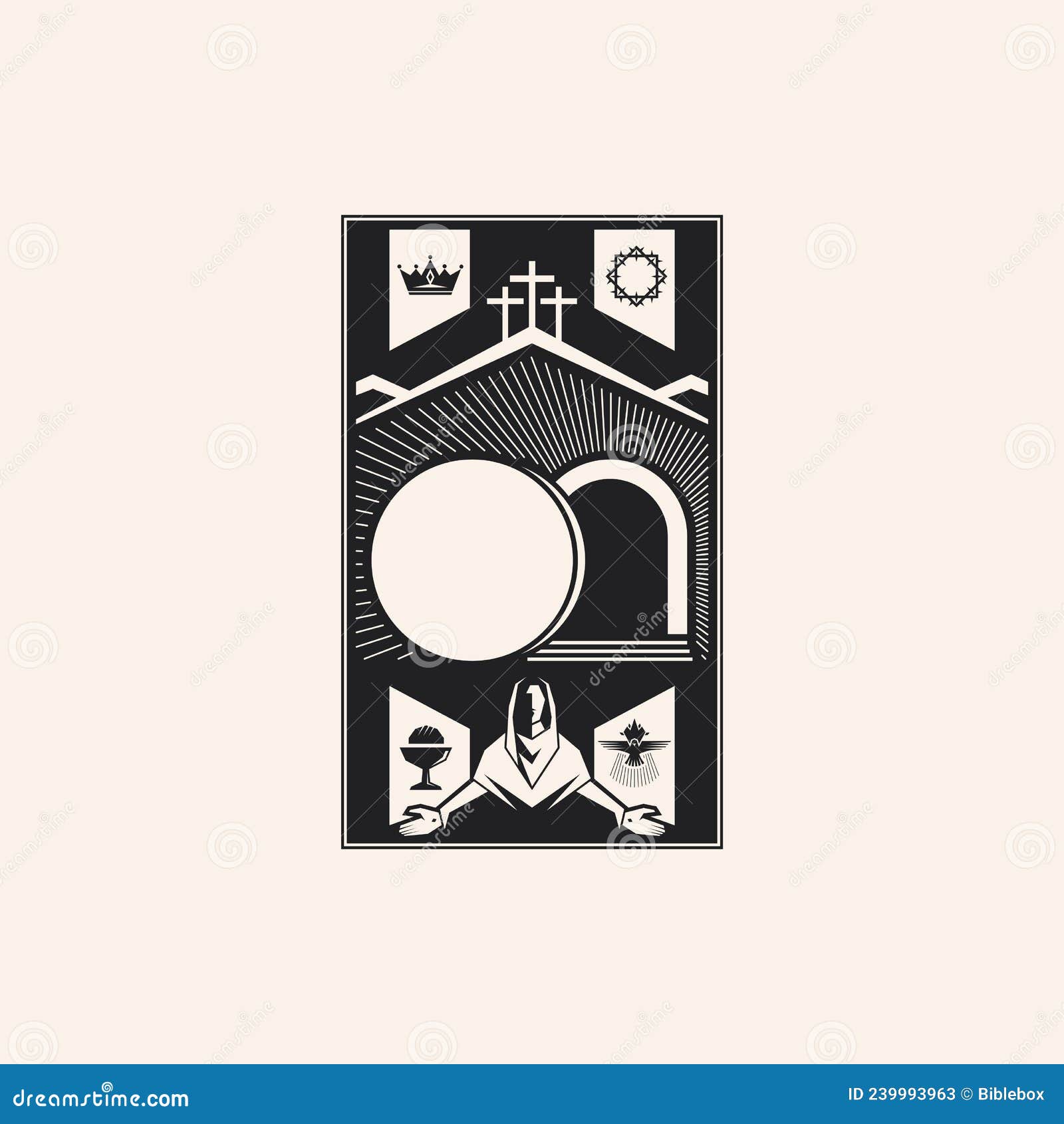 Resurrected Jesus Raises His Hand To The Sky Spiked. Vector ...