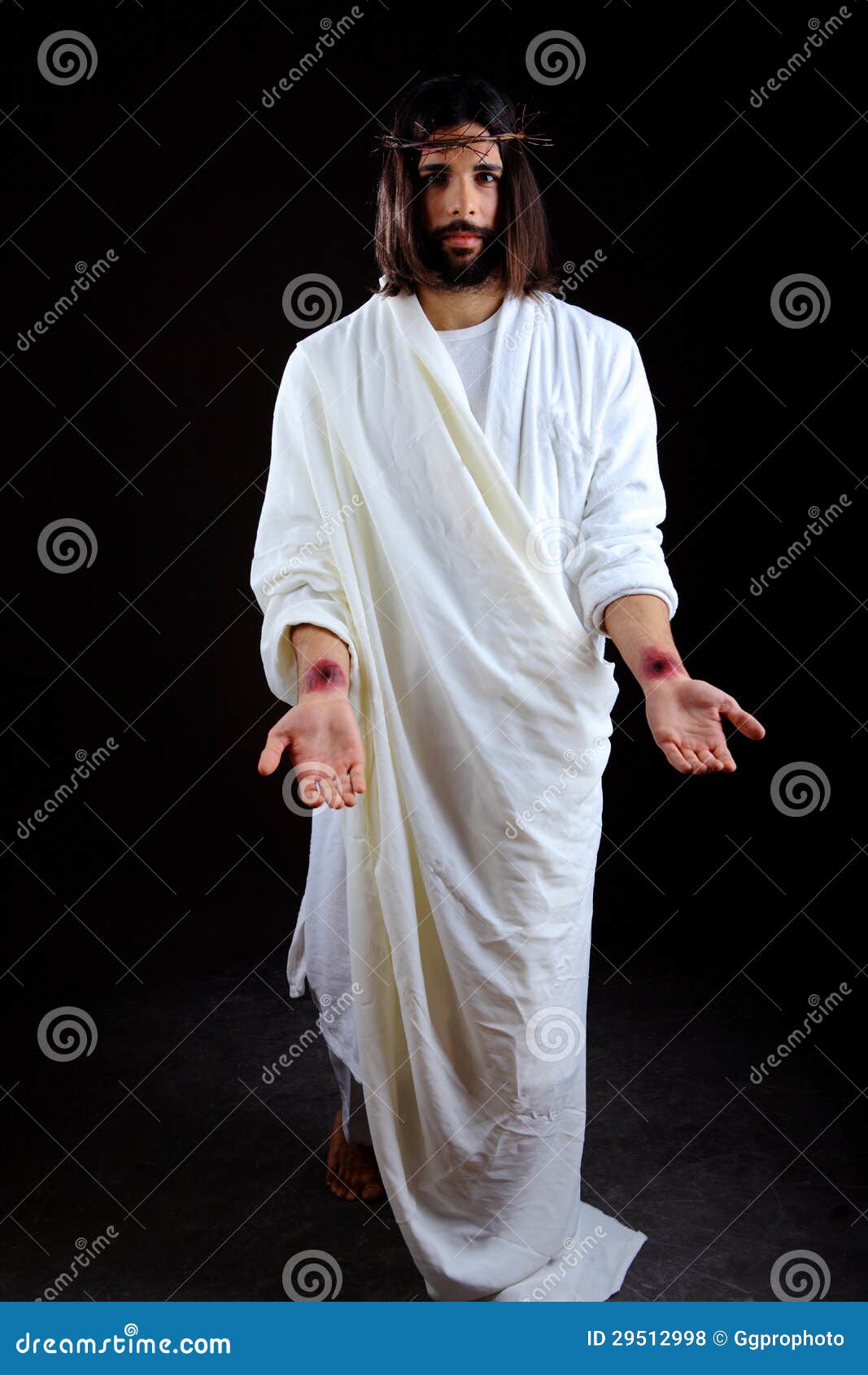 The Resurrected Jesus Christ Reaching Out Stock Photo - Image of crown ...