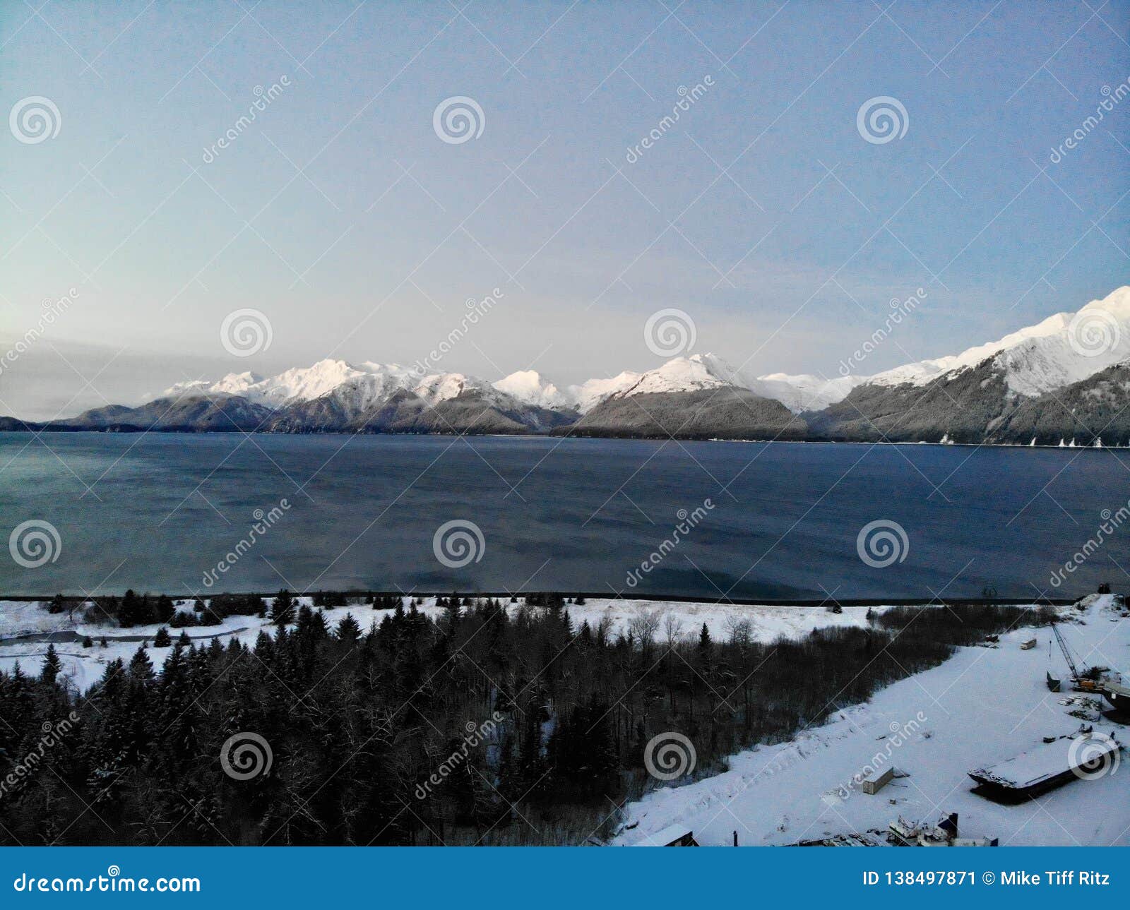 Resurrection Bay Alaska in the Winter Stock Image - Image of aerial ...